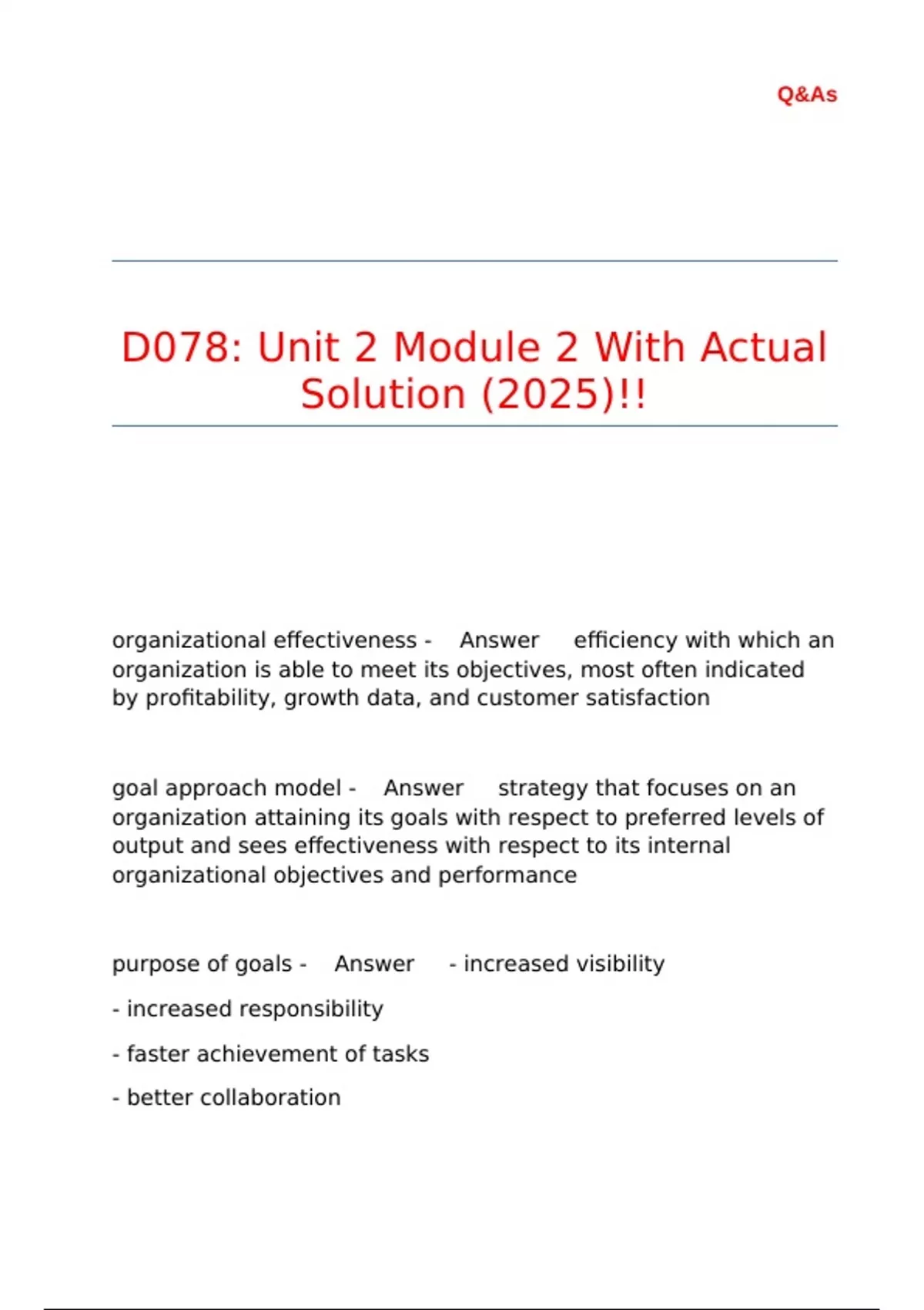 D078 Unit 2 Module 2 With Actual Solution (2025)!! - D078 - Stuvia US