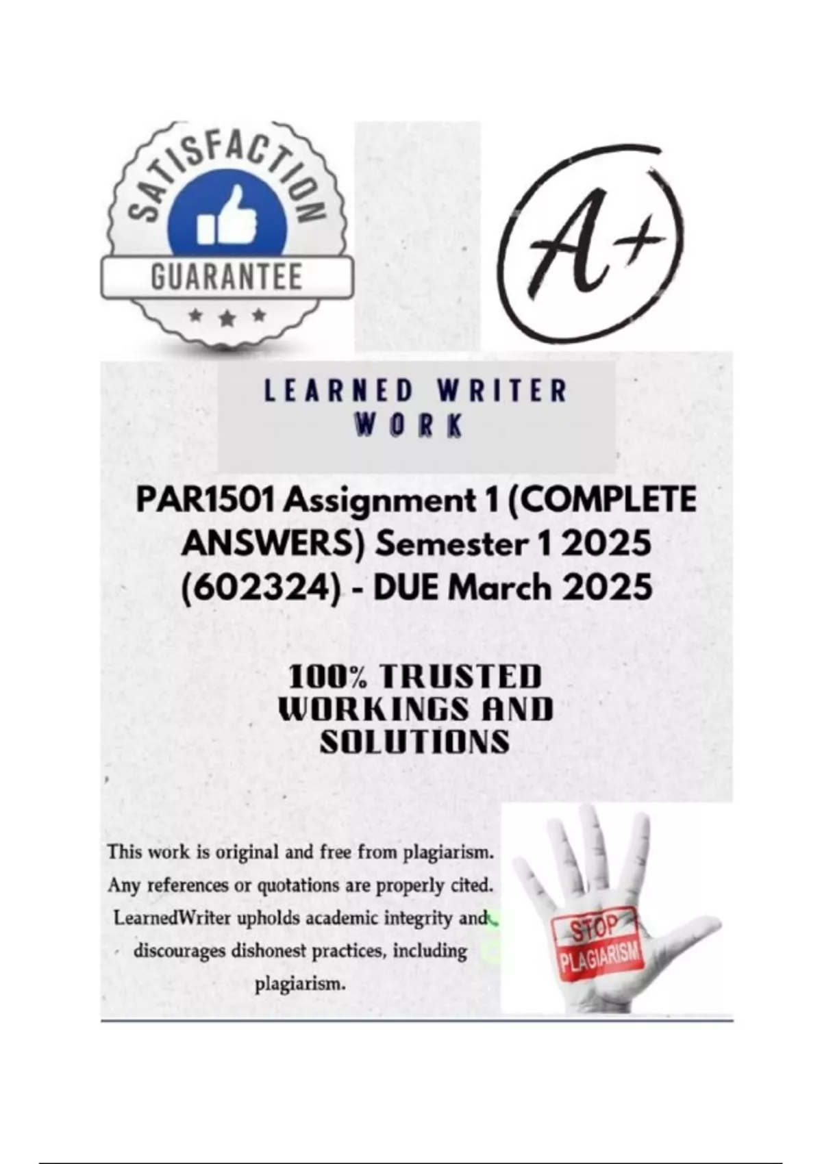 PAR1501 Assignment 1 (COMPLETE ANSWERS) Semester 1 2025 (602324) - DUE ...