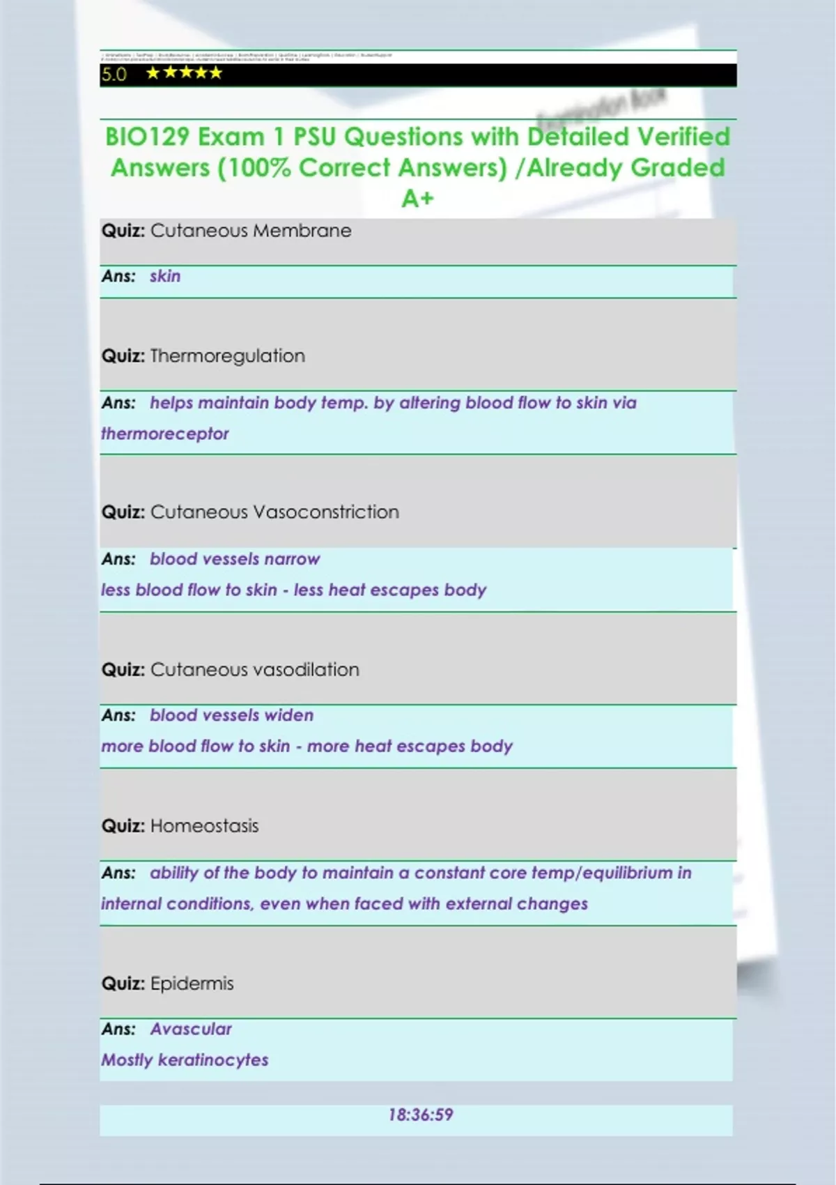 BIO129 Exam 1 PSU Questions with Detailed Verified Answers (100% Correct Answers) /Already ...
