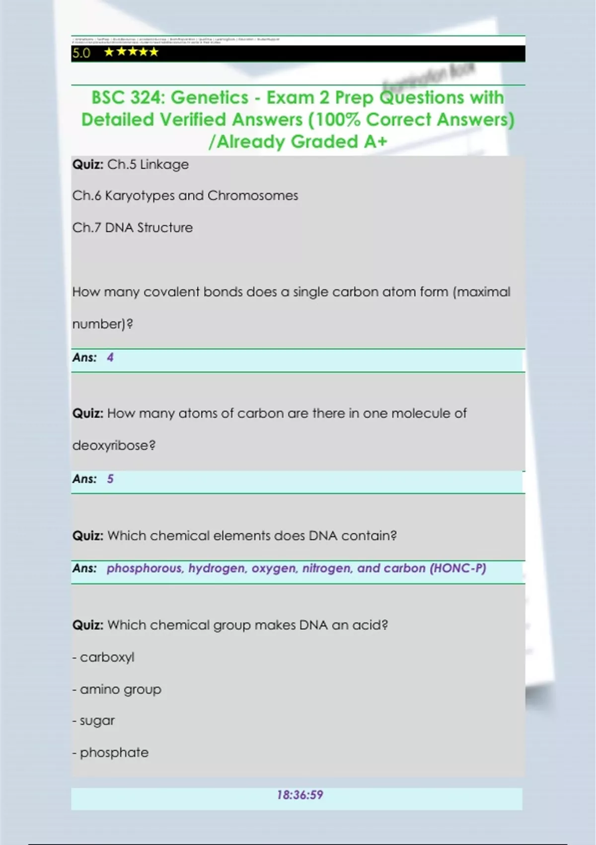 BSC 324: Genetics - Exam 2 Prep Questions with Detailed Verified ...