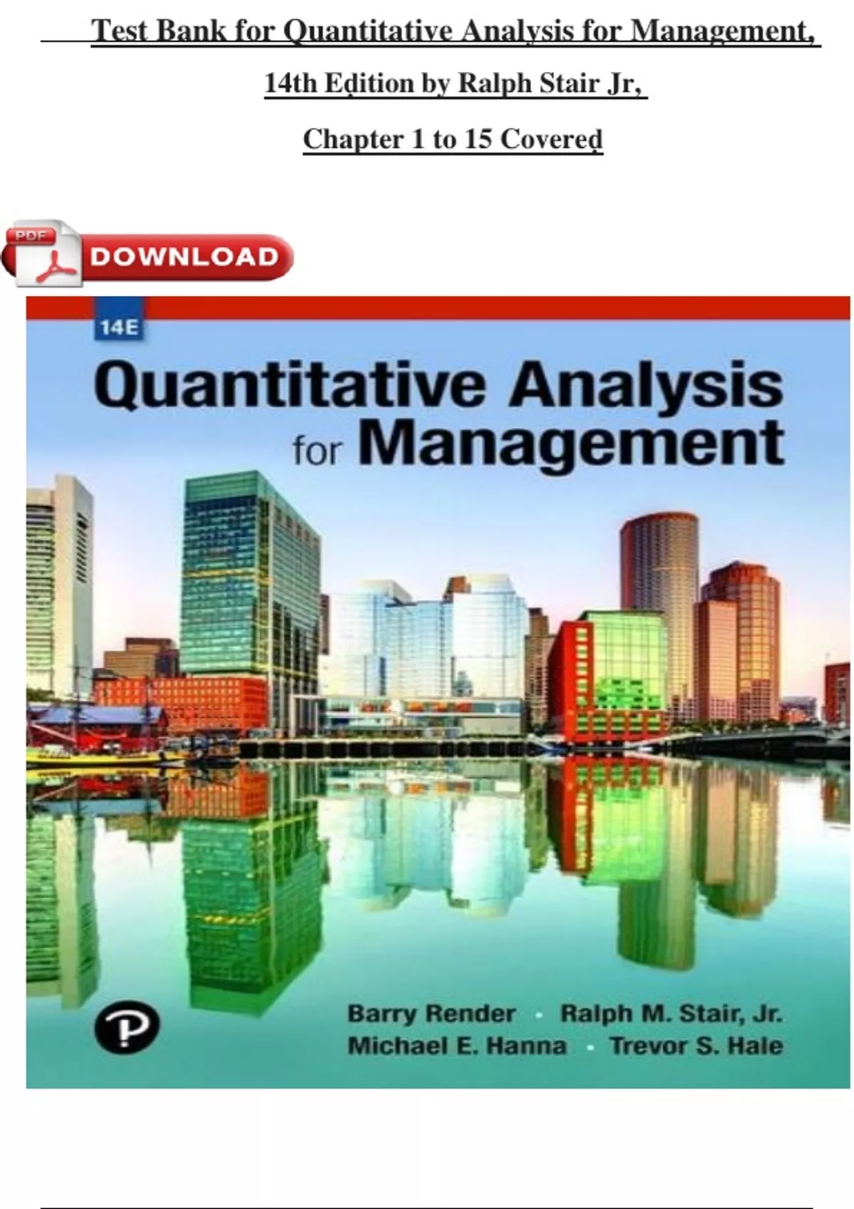 Test bank for Quantitative Analysis for Management 14th Edition by ...