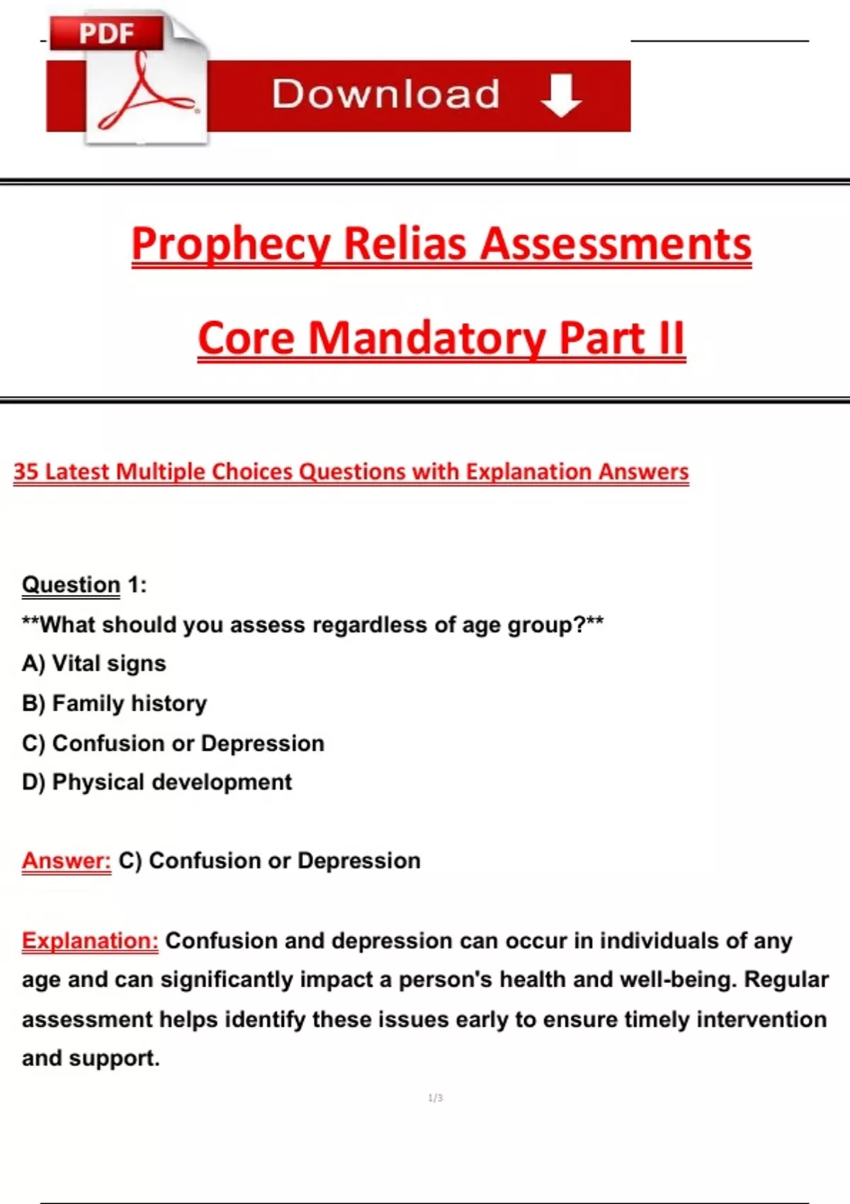 Relias Prophecy- Core Mandatory Part II (Nursing)(Latest 2025 / 2026 ...