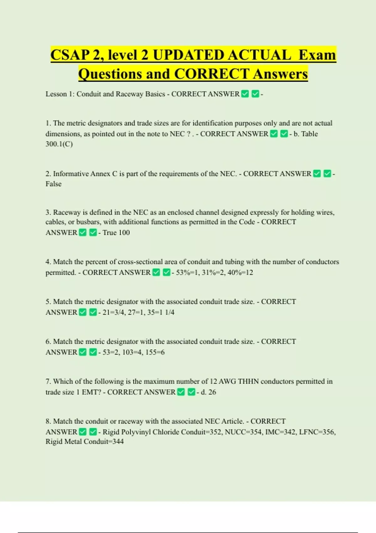 CSAP 2, level 2 UPDATED ACTUAL Exam Questions and CORRECT Answers - CSAP 2 - Stuvia US