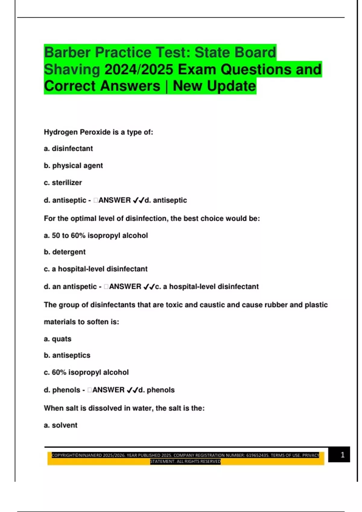 Barber Practice Test: State Board Shaving 2024/2025 Exam Questions and ...