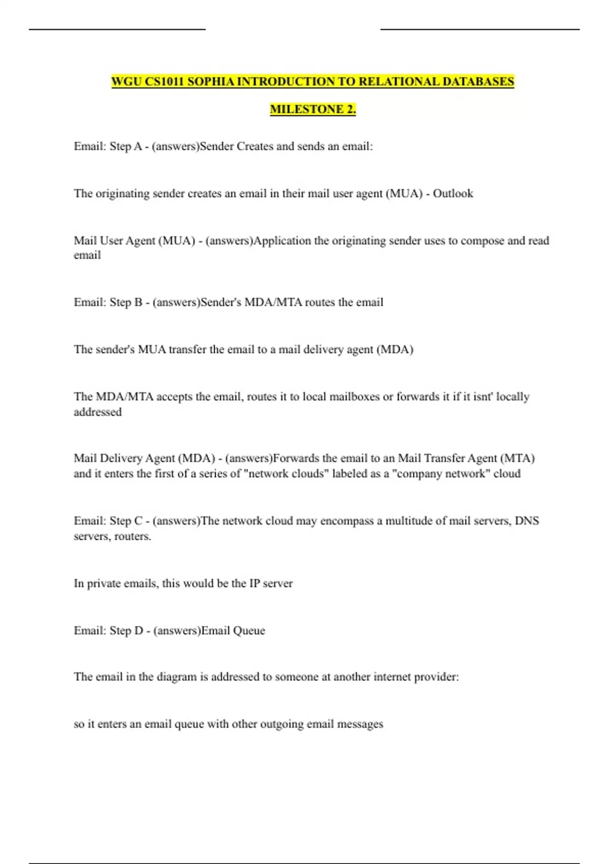 WGU CS1011 SOPHIA INTRODUCTION TO RELATIONAL DATABASES MILESTONE 2 ...