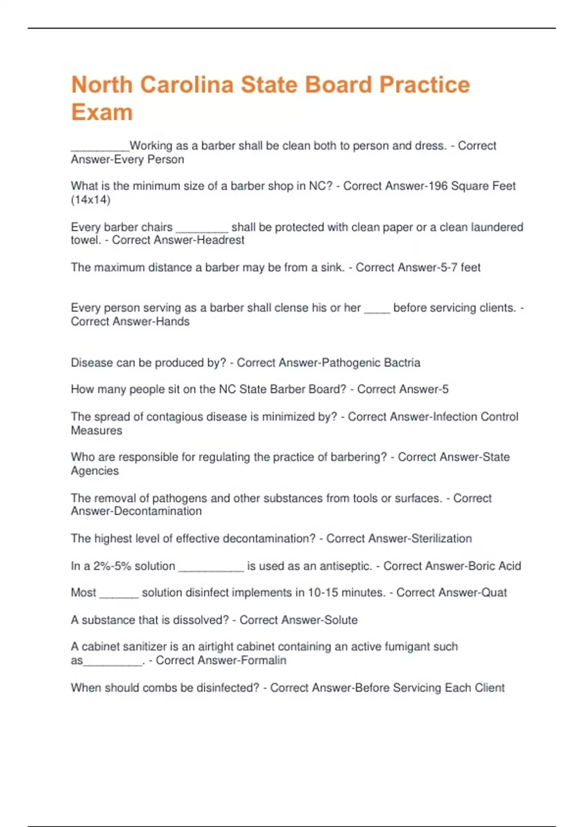 North Carolina State Board Practice Exam Questions and Answers|2025 ...