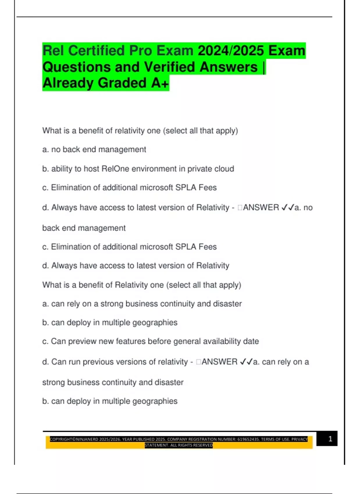 Rel Certified Pro Exam 2024/2025 Exam Questions and Verified Answers ...