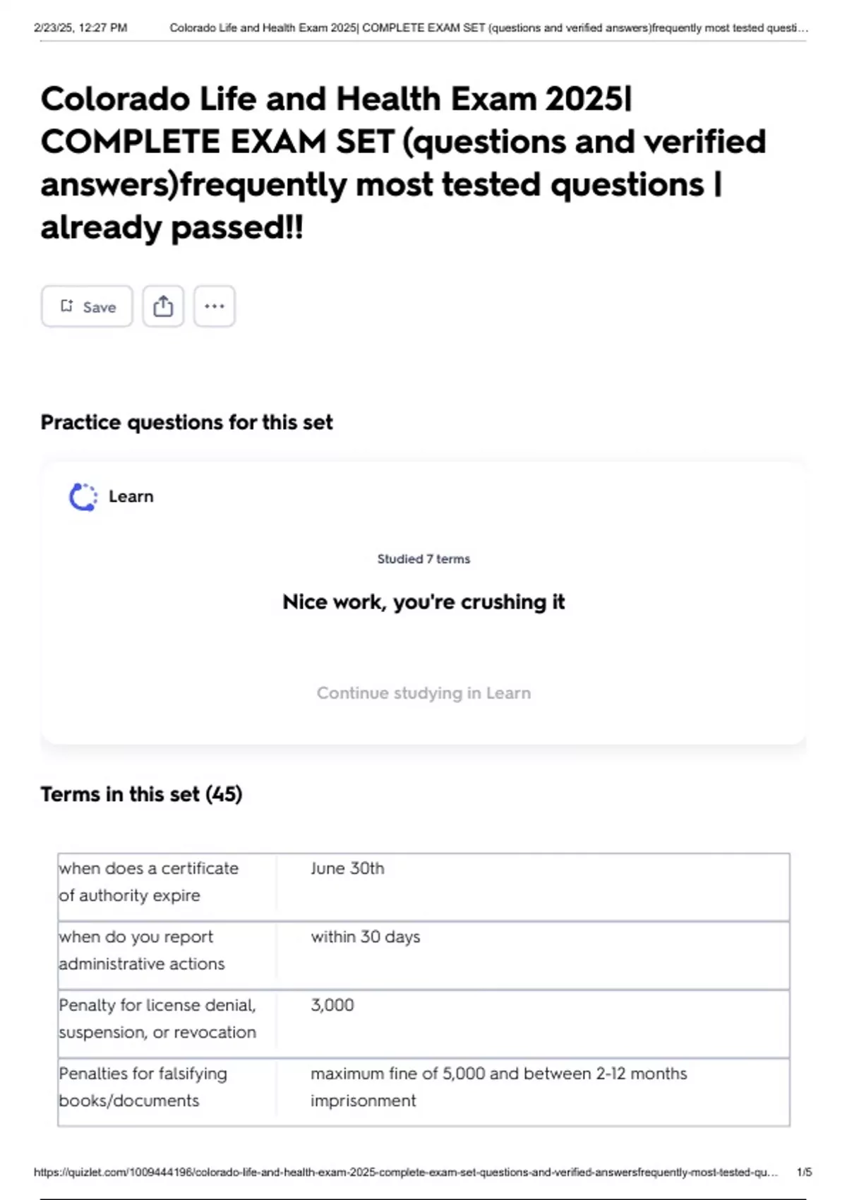 Colorado Life and Health Exam 2025| COMPLETE EXAM SET (questions and ...