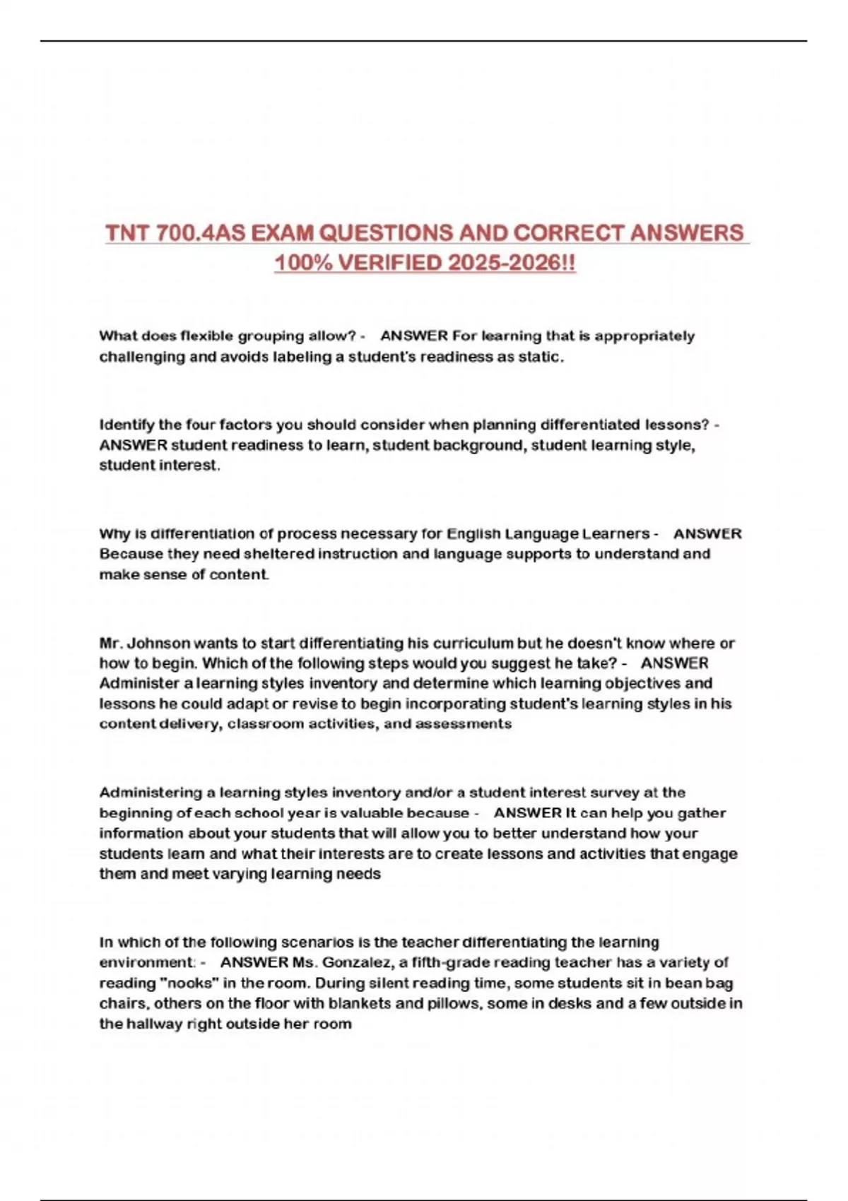 TNT 700.4AS EXAM QUESTIONS AND CORRECT ANSWERS 100% VERIFIED !! - TNT ...
