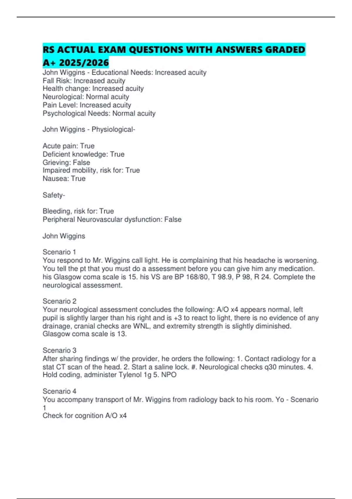 RS ACTUAL EXAM QUESTIONS WITH ANSWERS GRADED A+ 2025/2026 - Rs - Stuvia US
