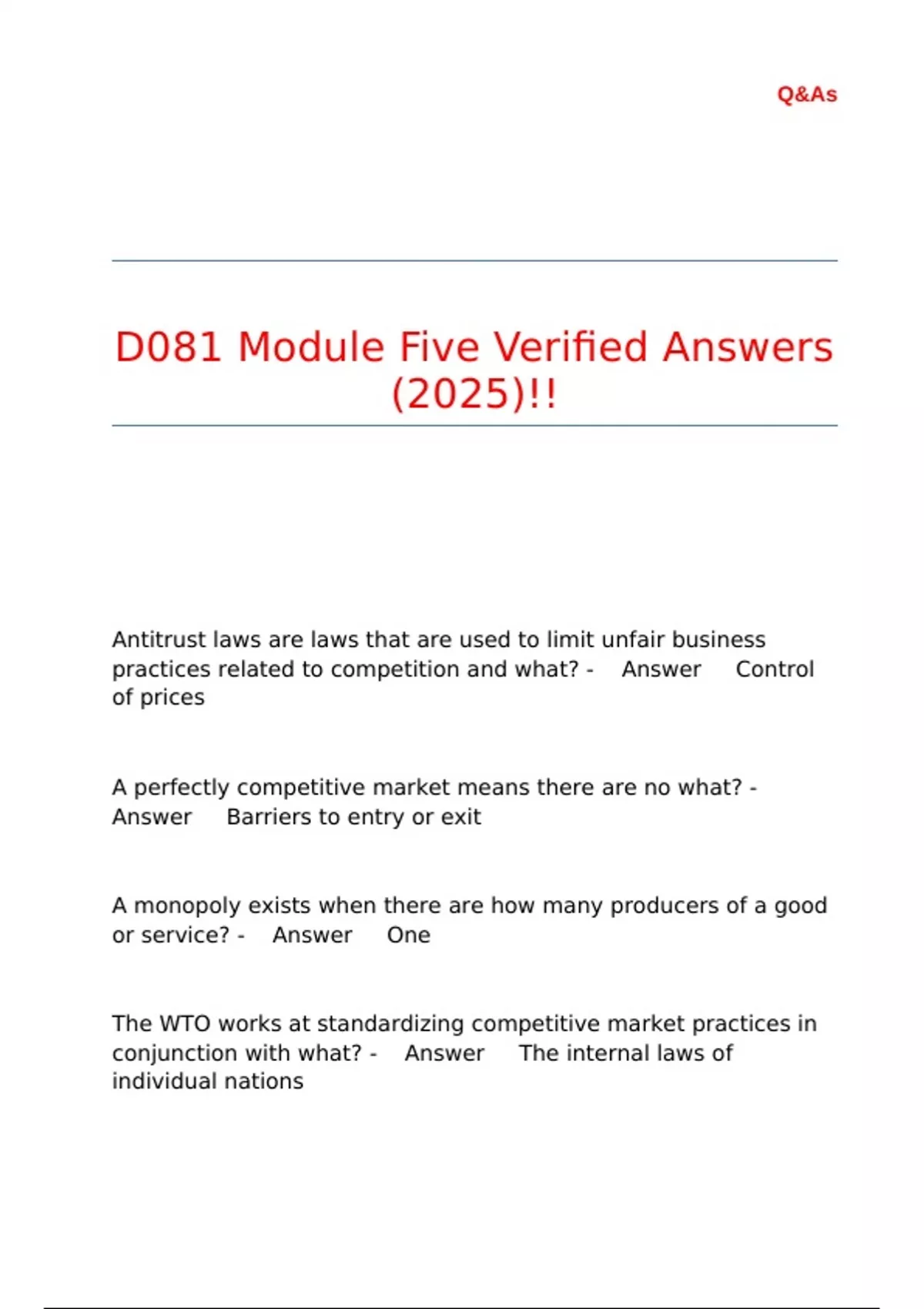 D081 Module Five Verified Answers (2025)!! - D081 - Stuvia US