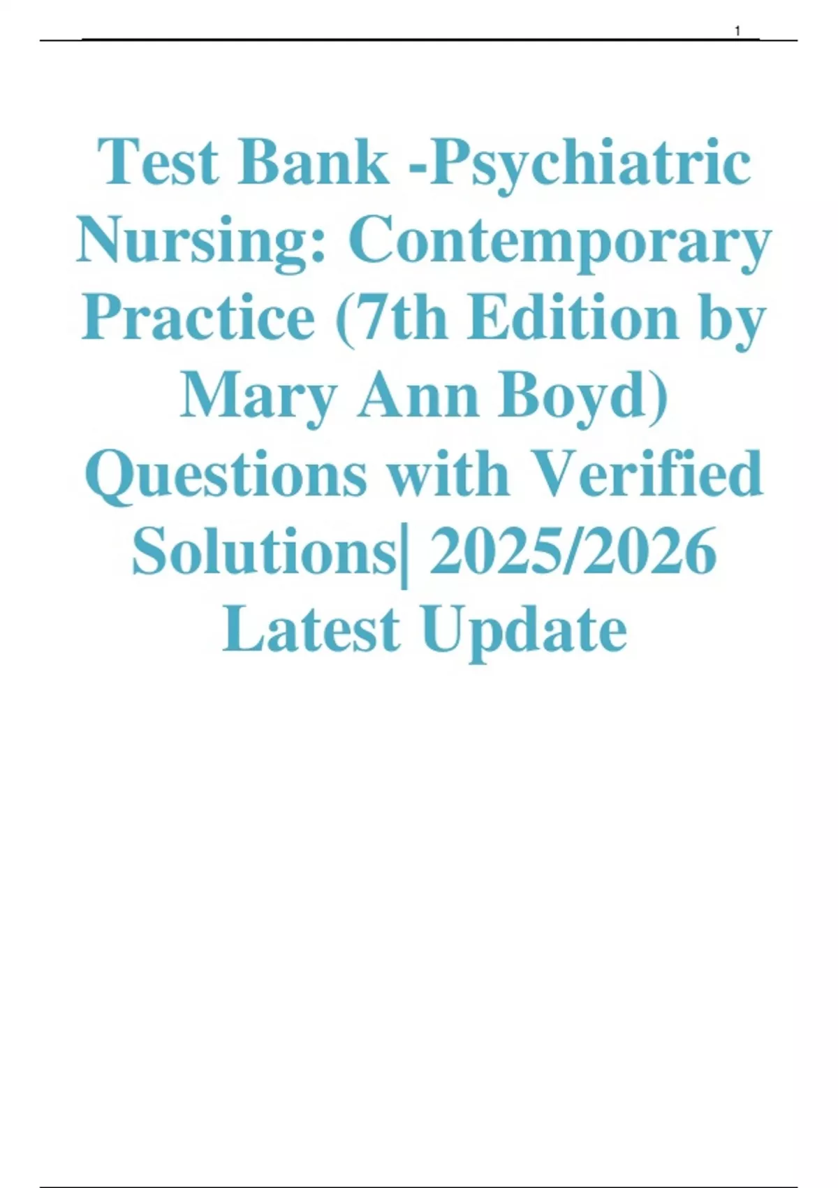 Test Bank Psychiatric Nursing Contemporary Practice 7th Edition By