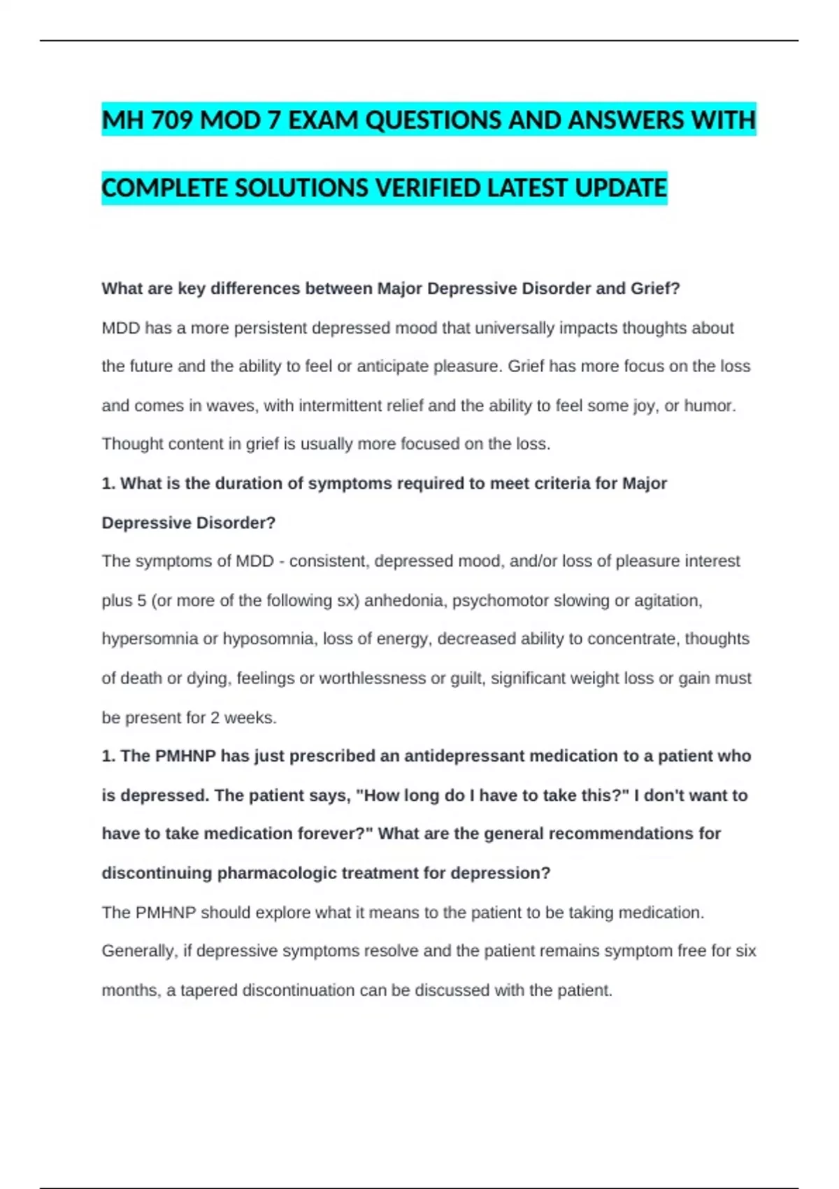 MH 709 MOD 7 EXAM QUESTIONS AND ANSWERS WITH COMPLETE SOLUTIONS ...
