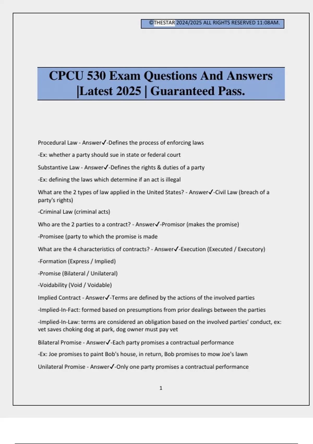 CPCU 530 Exam Questions And Answers |Latest 2025 | Guaranteed Pass ...