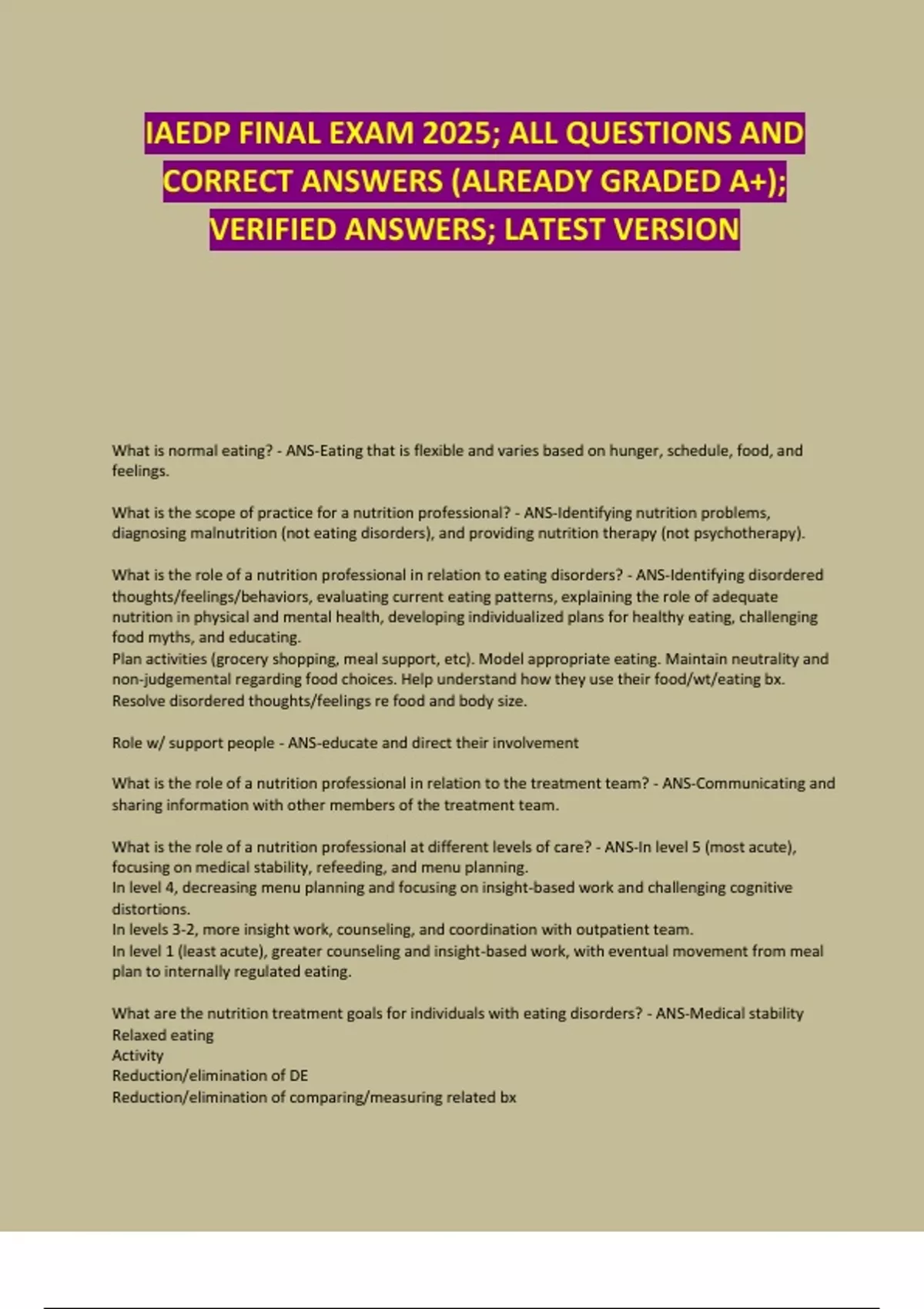 IAEDP FINAL EXAM 2025; ALL QUESTIONS AND CORRECT ANSWERS (ALREADY ...