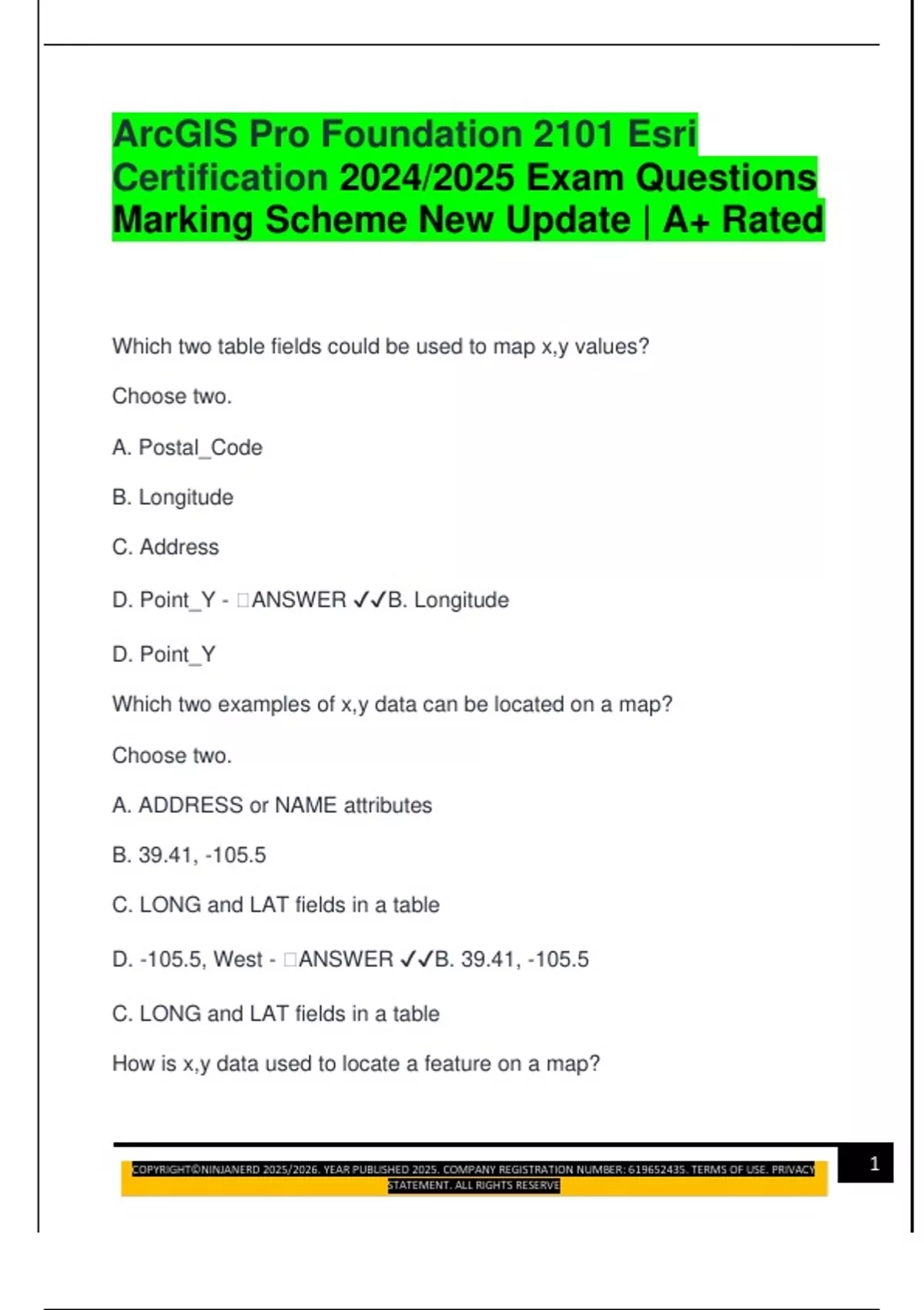 ArcGIS Pro Foundation 2101 Esri Certification 2024/2025 Exam Questions ...