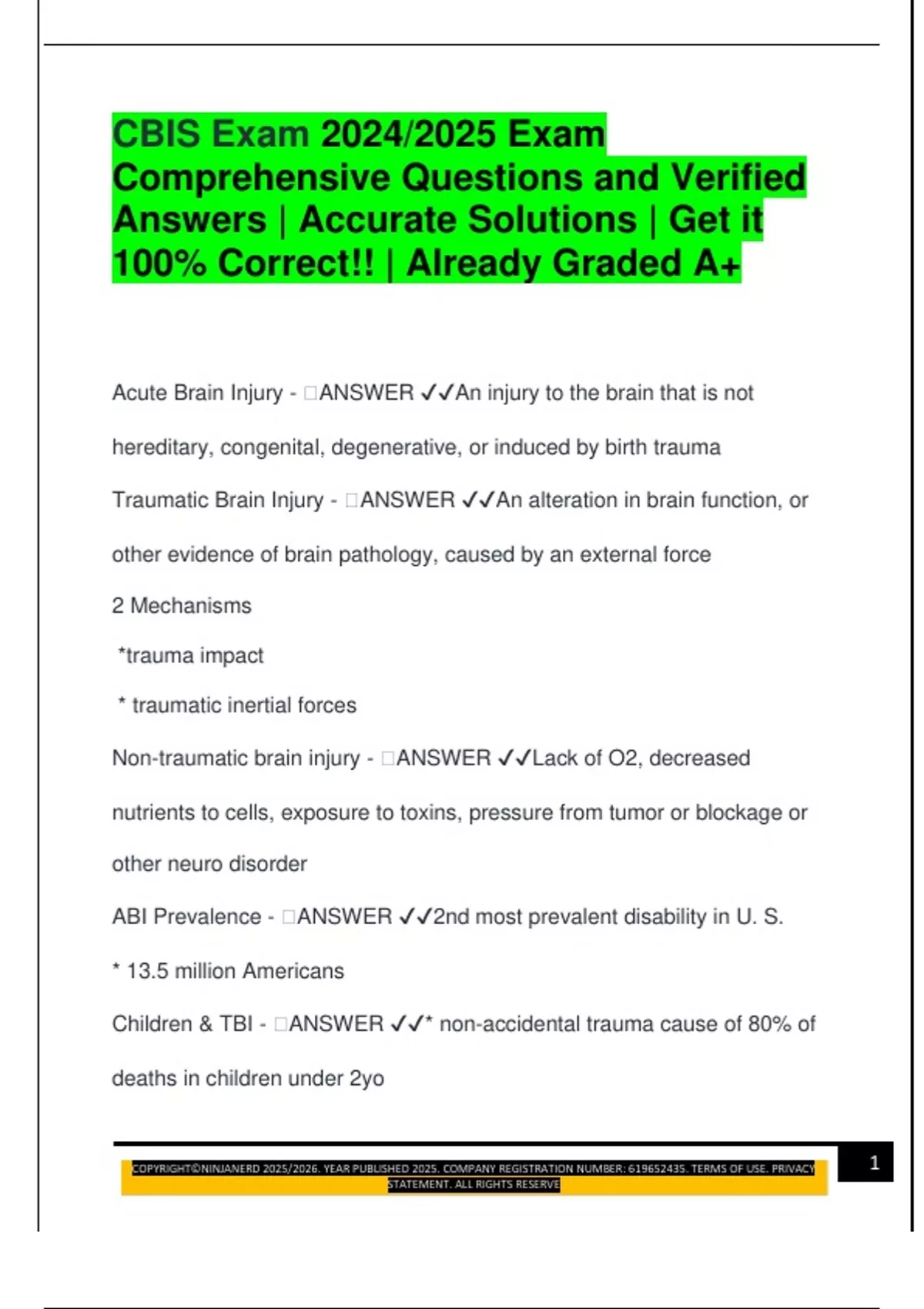 CBIS Exam 2024/2025 Exam Comprehensive Questions and Verified Answers | Accurate Solutions | Get ...