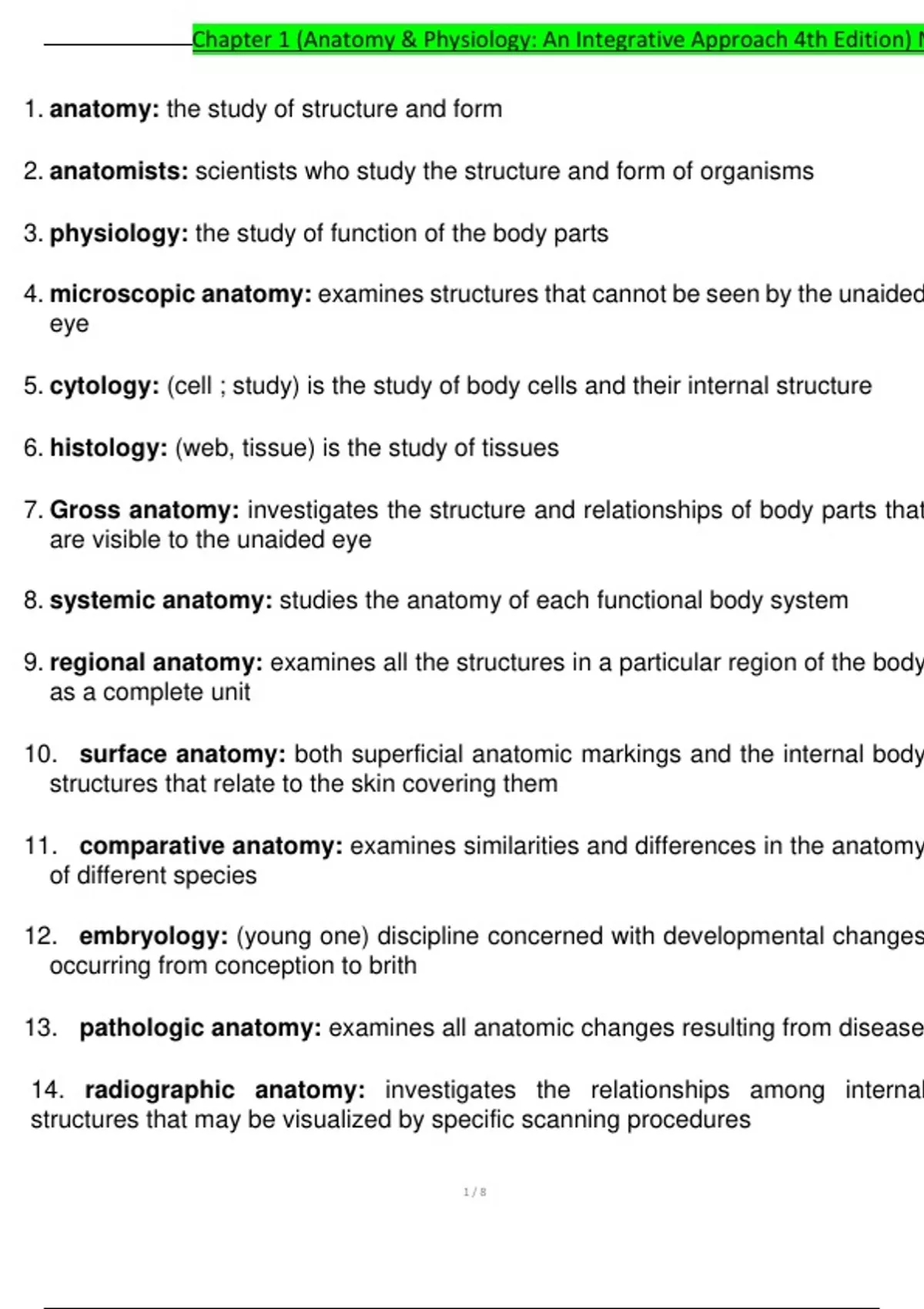 Workbook answer keys for understanding anatomy & physiology, a visual ...