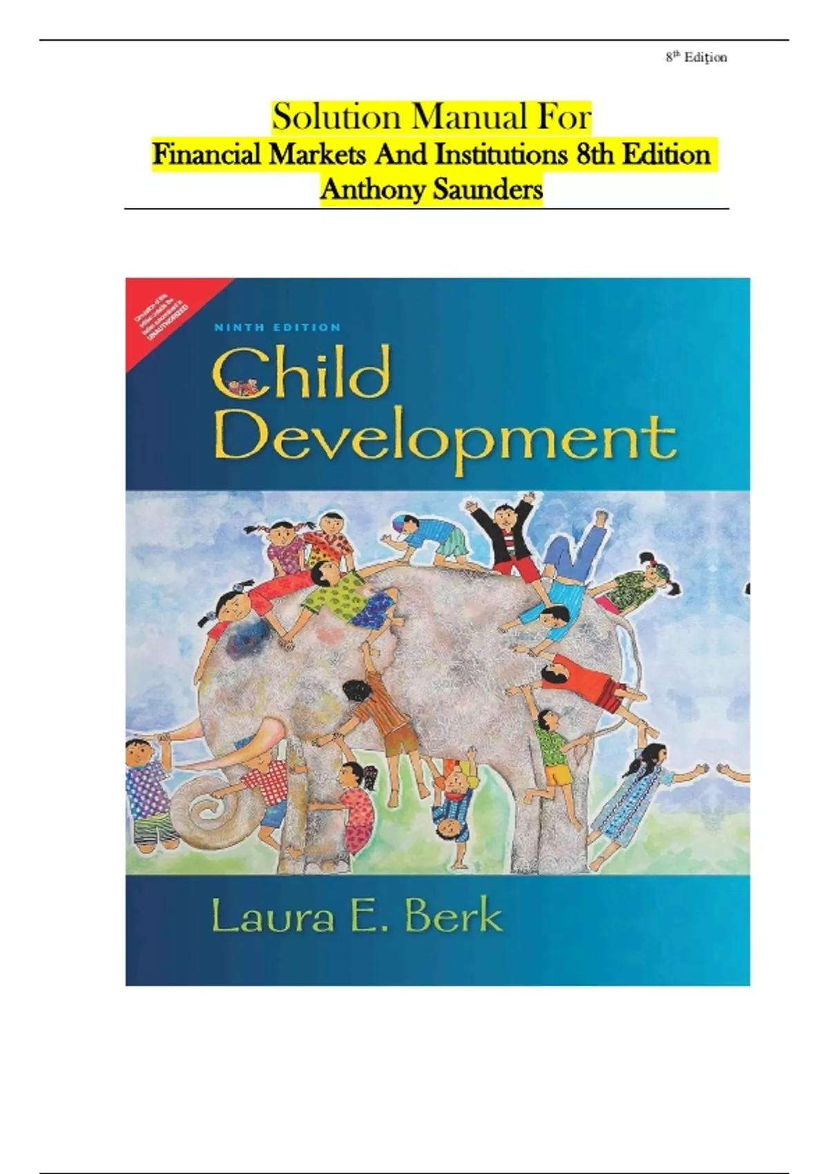 TEST BANK For Child Development, 9th Edition by Laura E. Berk, Verified ...