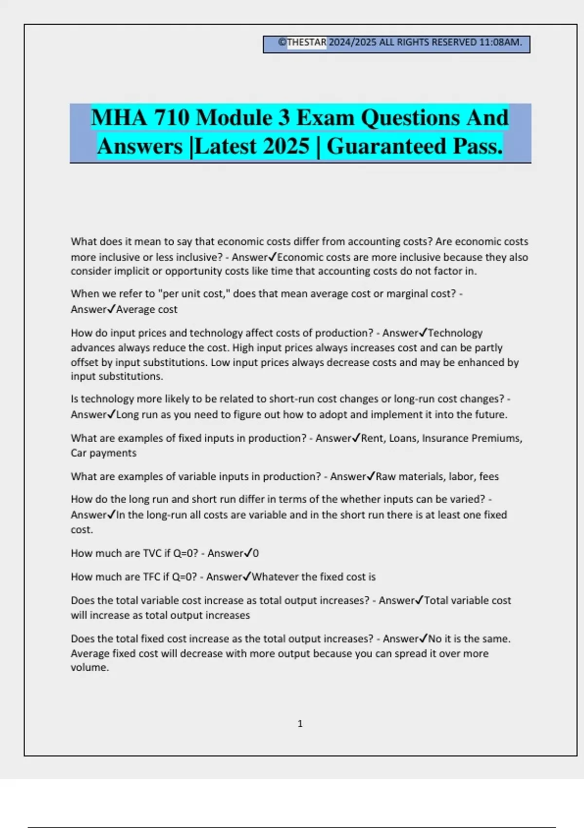 MHA 710 Module 3 Exam Questions And Answers |Latest 2025 | Guaranteed ...
