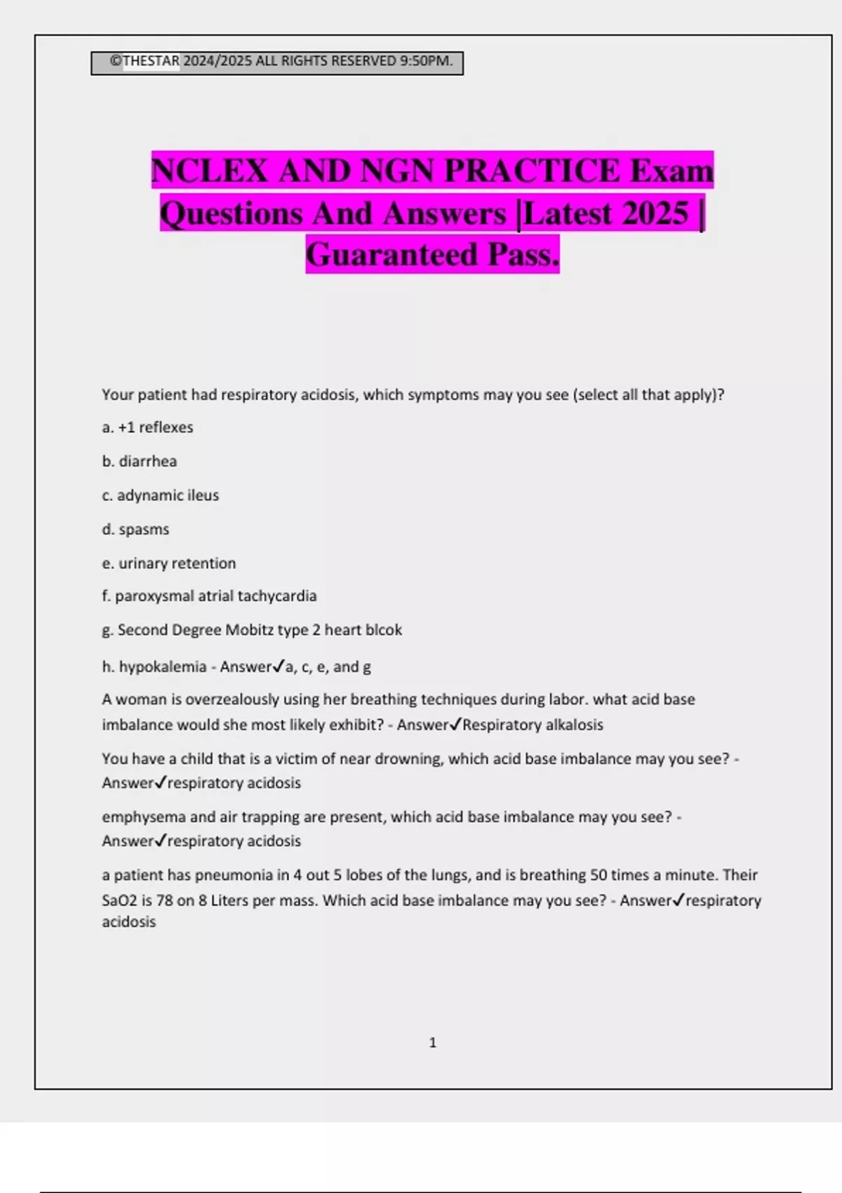 NCLEX AND NGN PRACTICE Exam Questions And Answers |Latest 2025 ...