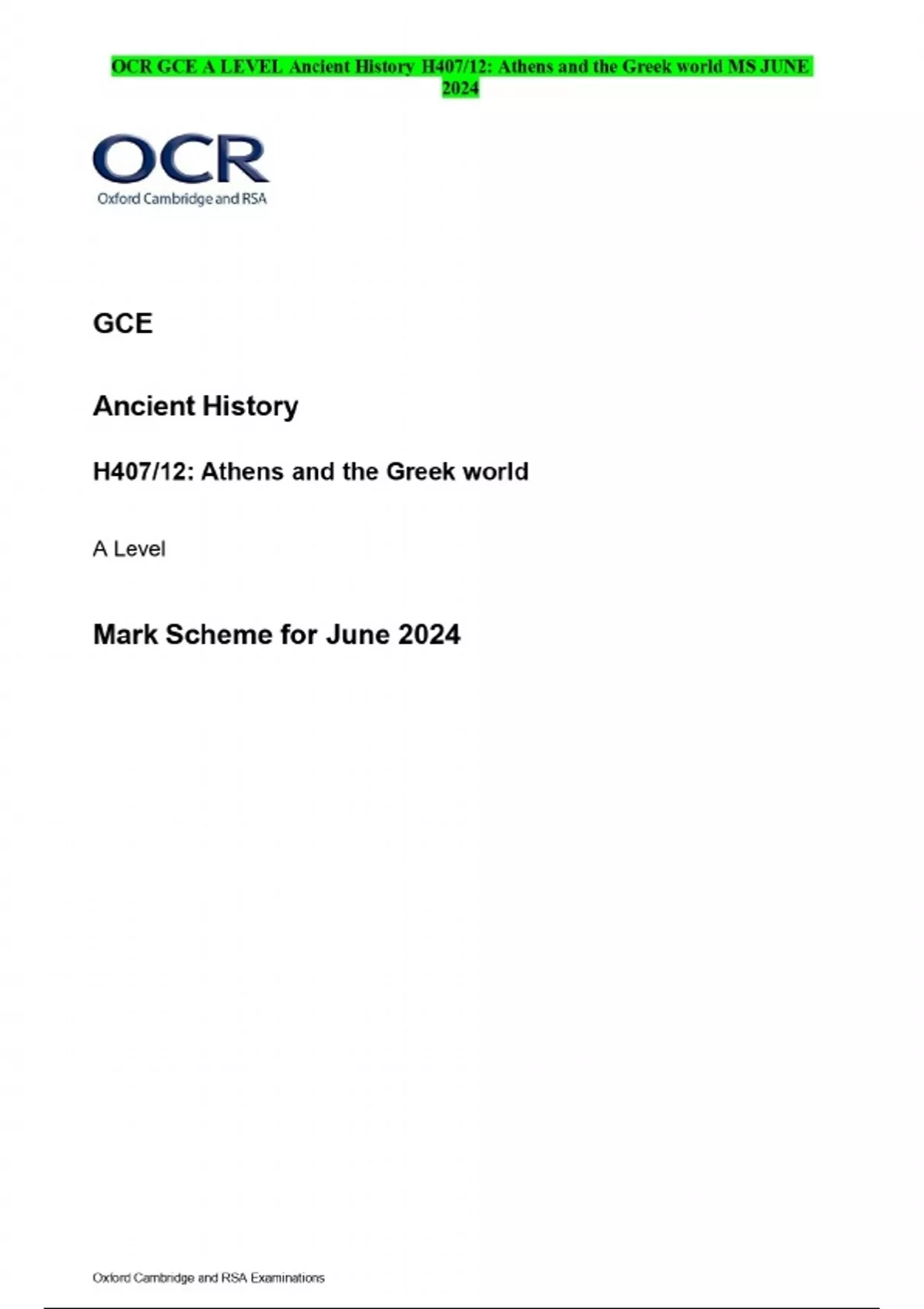 OCR GCE A LEVEL Media Studies H409/01: Media messages MS JUNE 2024 ...