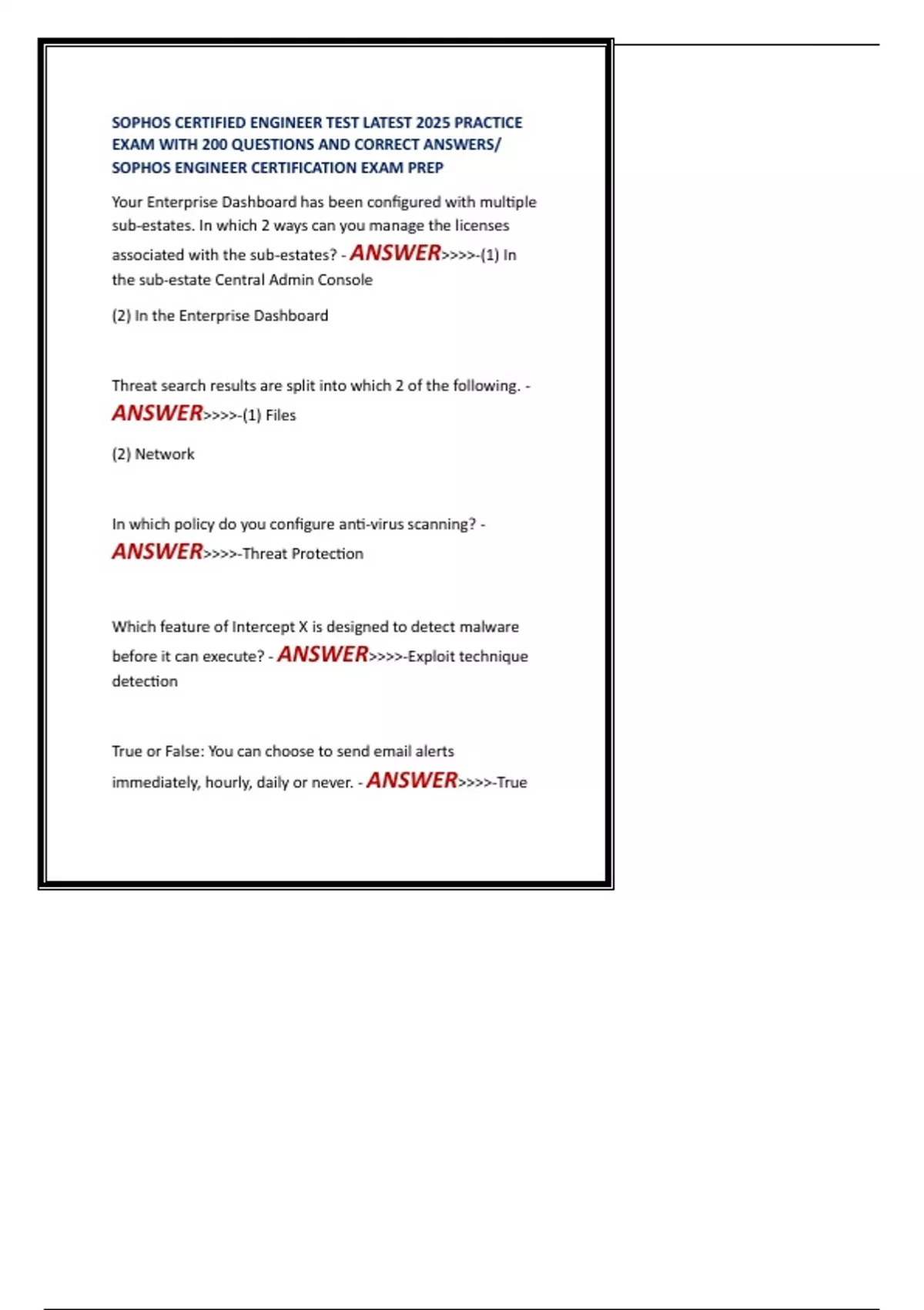 SOPHOS CERTIFIED ENGINEER TEST LATEST 2025 PRACTICE EXAM WITH 200 ...