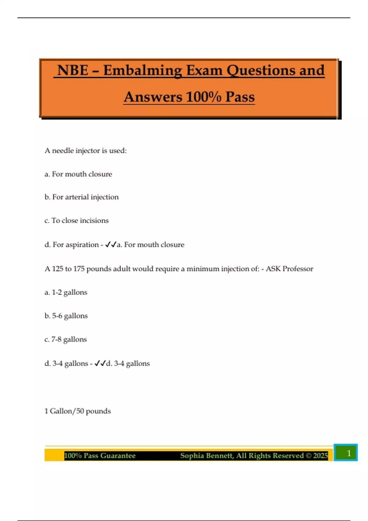 NBE – Embalming Exam Questions and Answers 100% Pass - Embalming ...