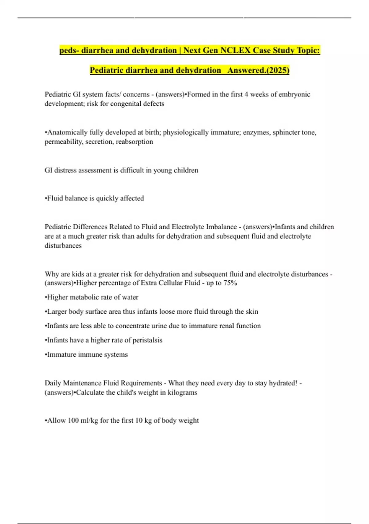 peds- diarrhea and dehydration | Next Gen NCLEX Case Study Topic ...