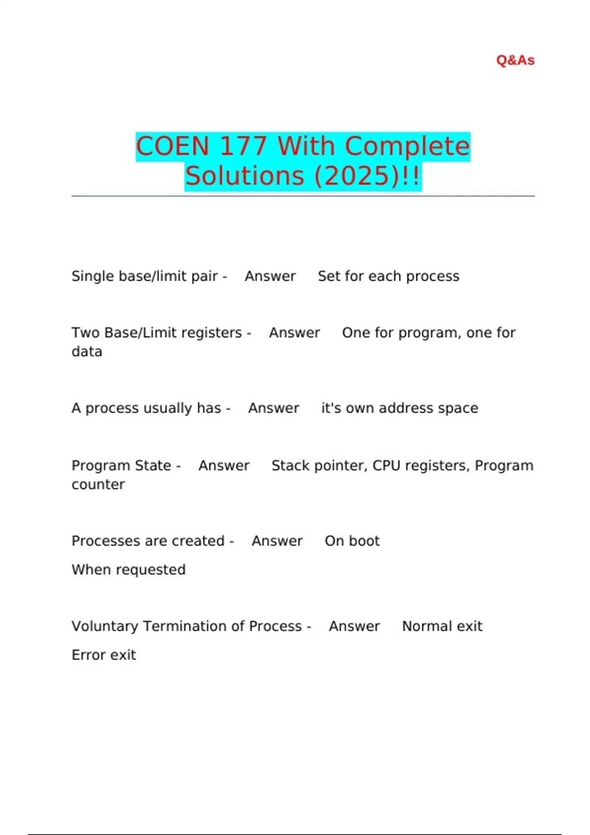 COEN 177 With Complete Solutions (2025)!! - COEN 177 - Stuvia US