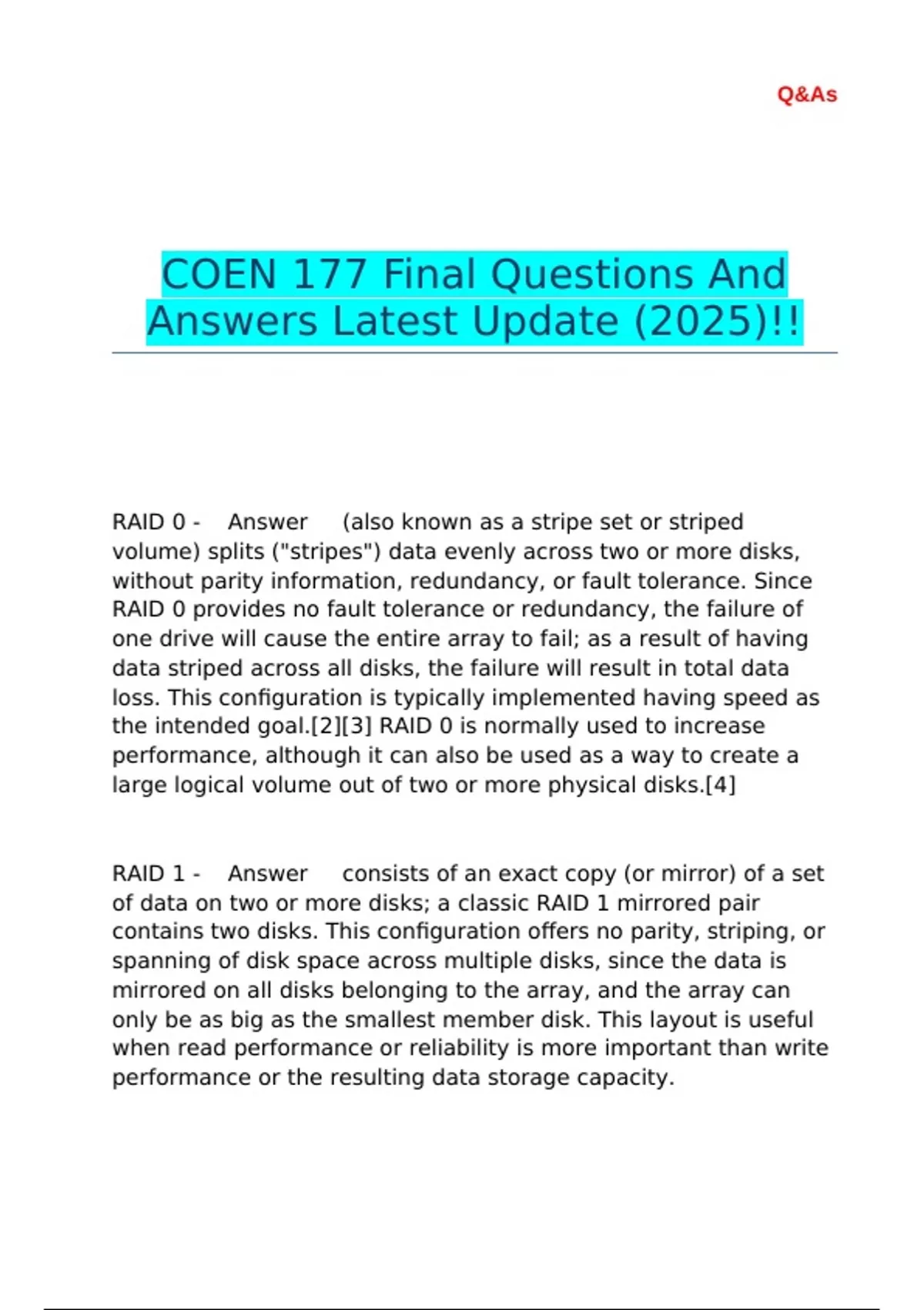 COEN 177 Final Questions And Answers Latest Update (2025)!! - COEN 177 ...