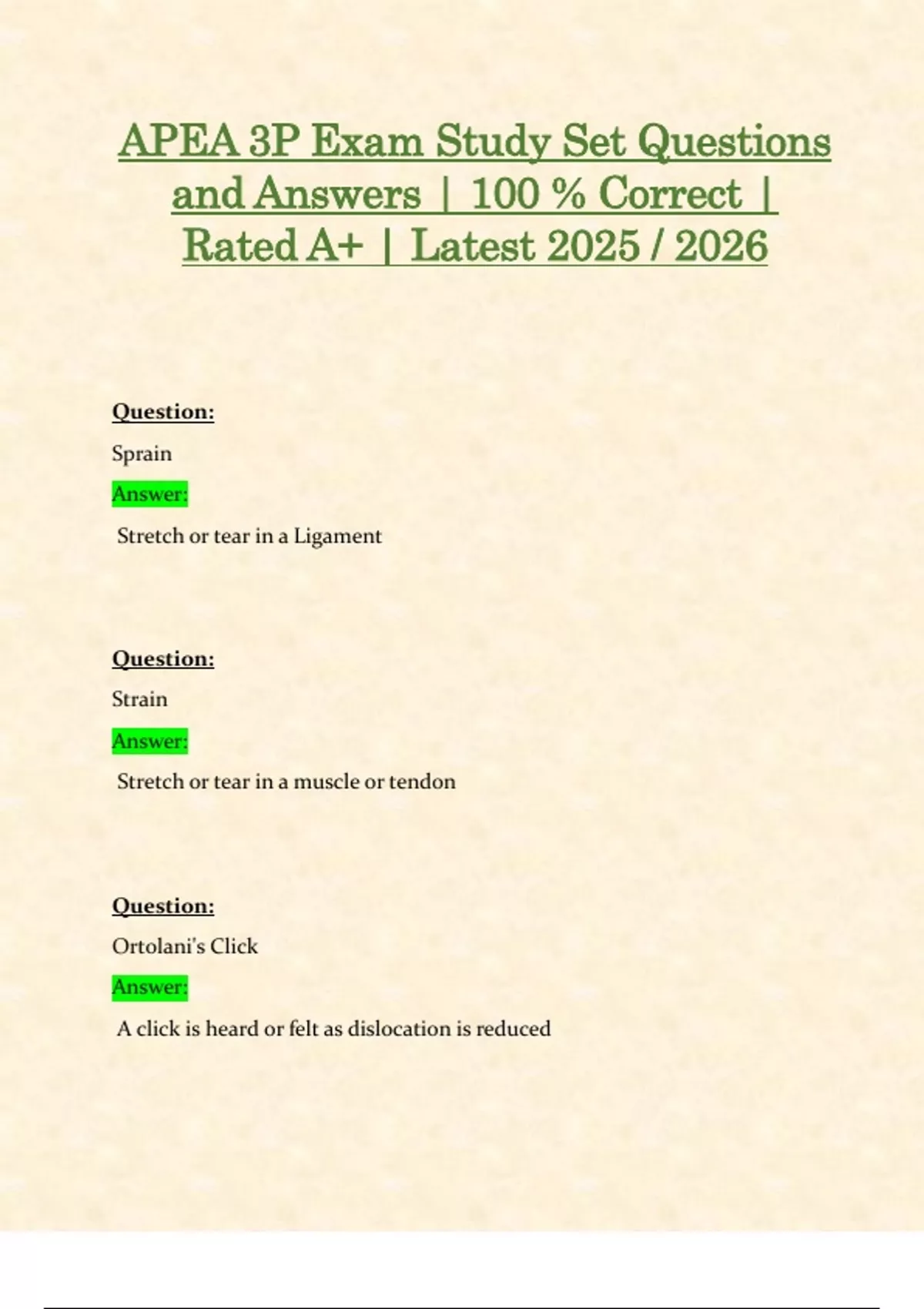 APEA 3P Exam Study Set Questions and Answers | 100 % Correct | Rated A+ ...