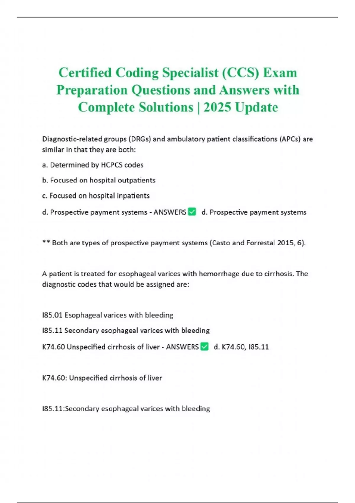 Certified Coding Specialist (CCS) Exam Preparation Questions and ...