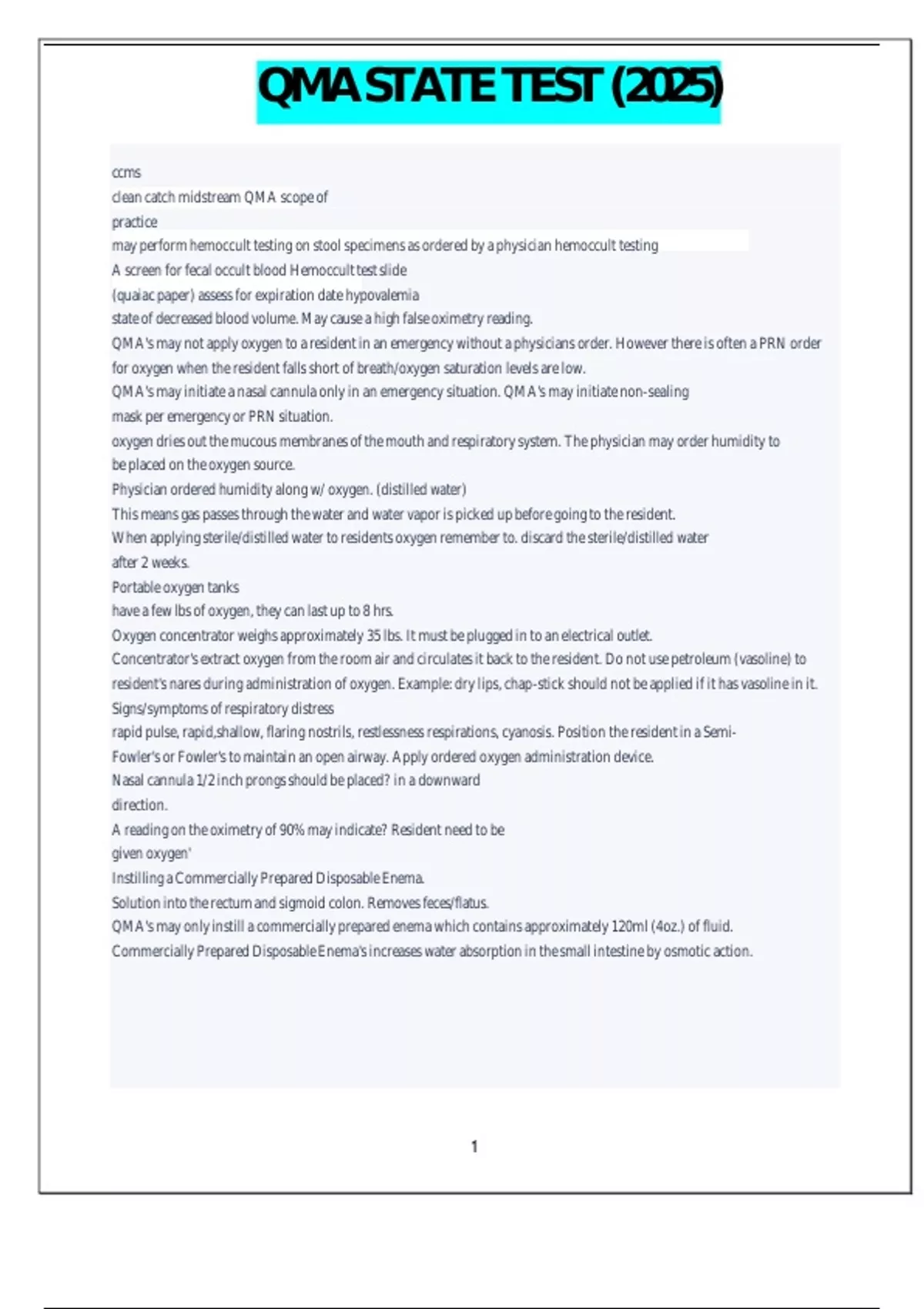 QMA STATE TEST (2025) - QMA STATE - Stuvia US