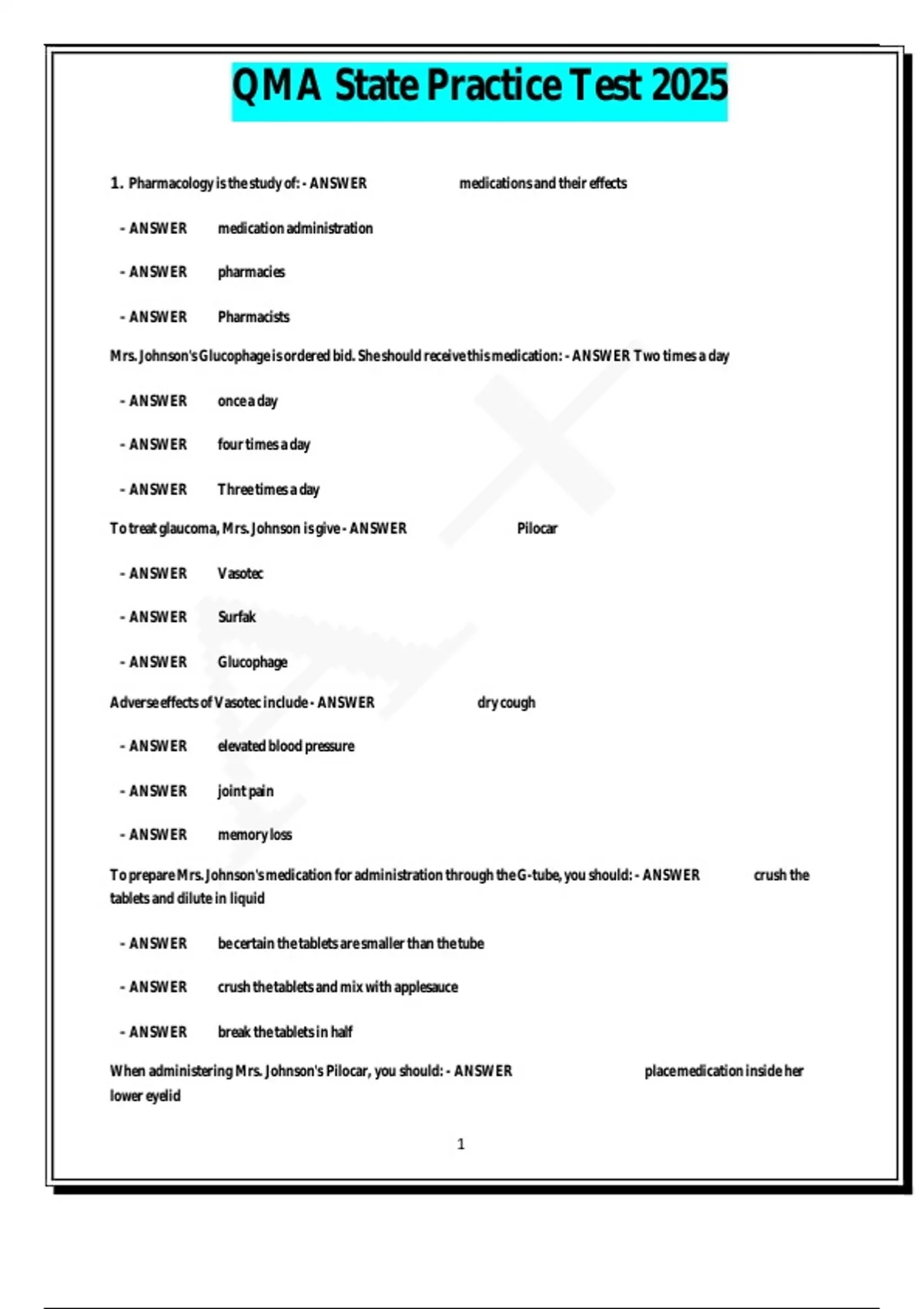 QMA State Practice Test 2025 - QMA State Pr - Stuvia US