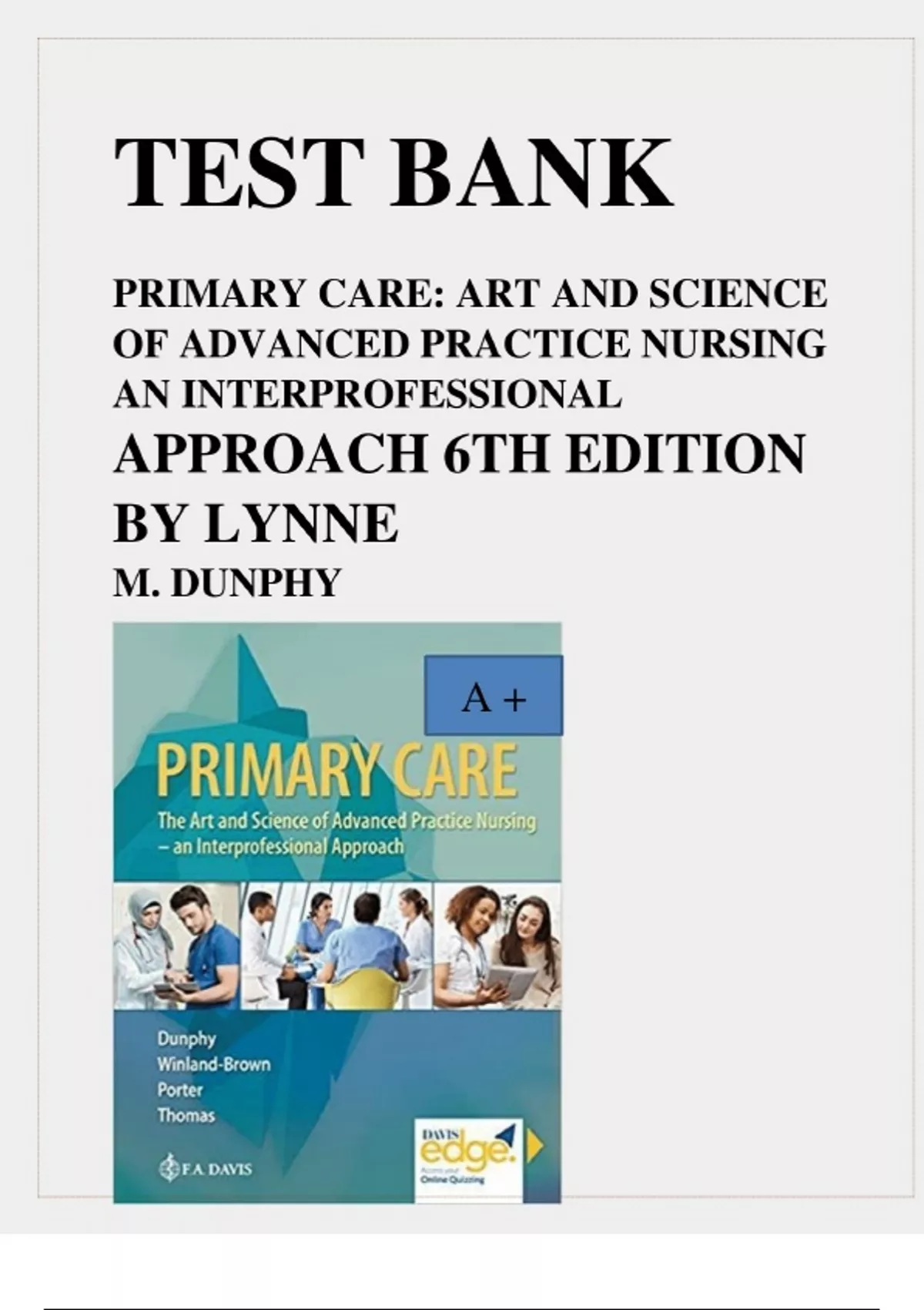 Test Bank for Primary Care: The Art and Science of Advanced Practice ...