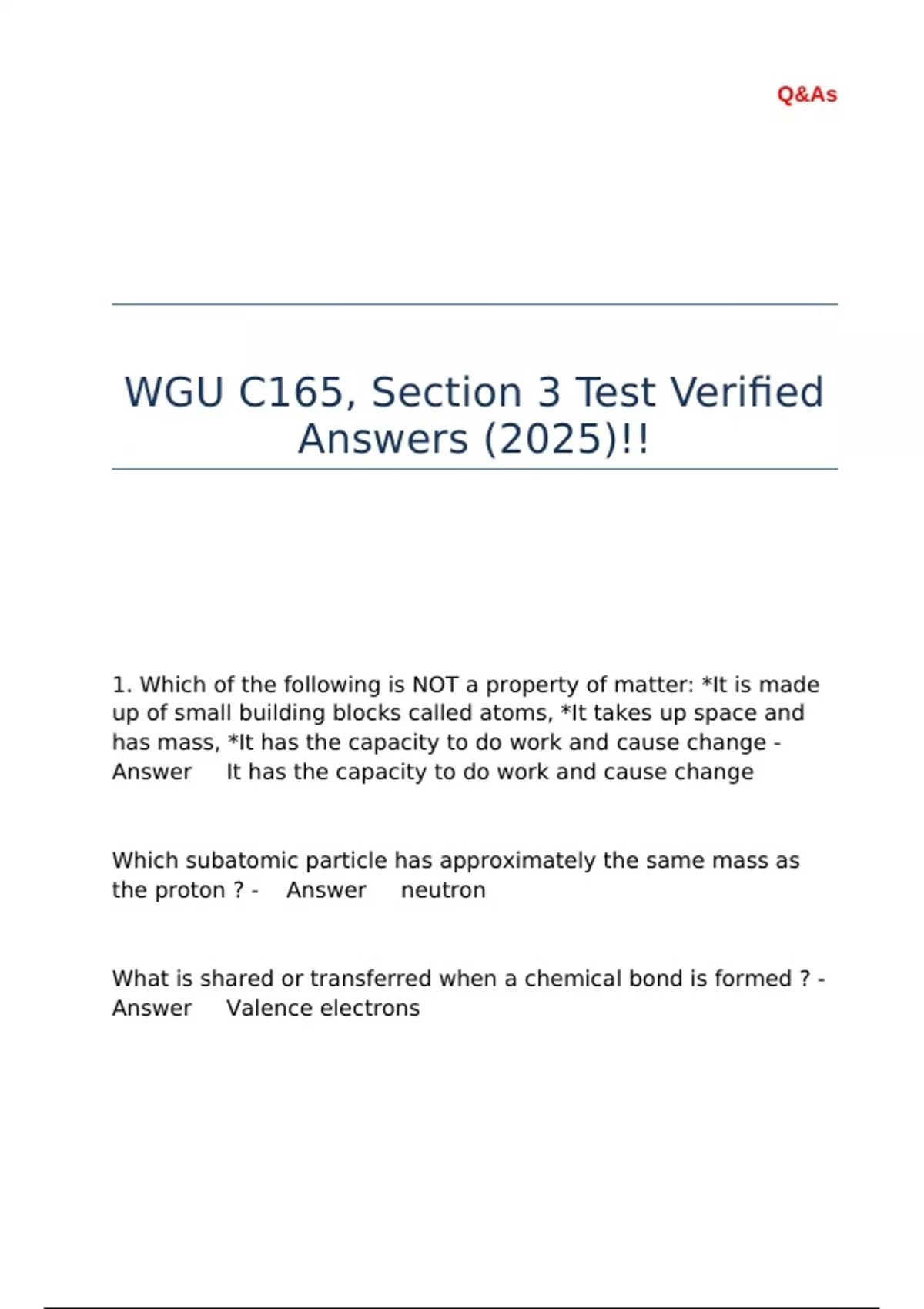 WGU C165, Section 3 Test Verified Answers (2025)!! - C165 - Stuvia US