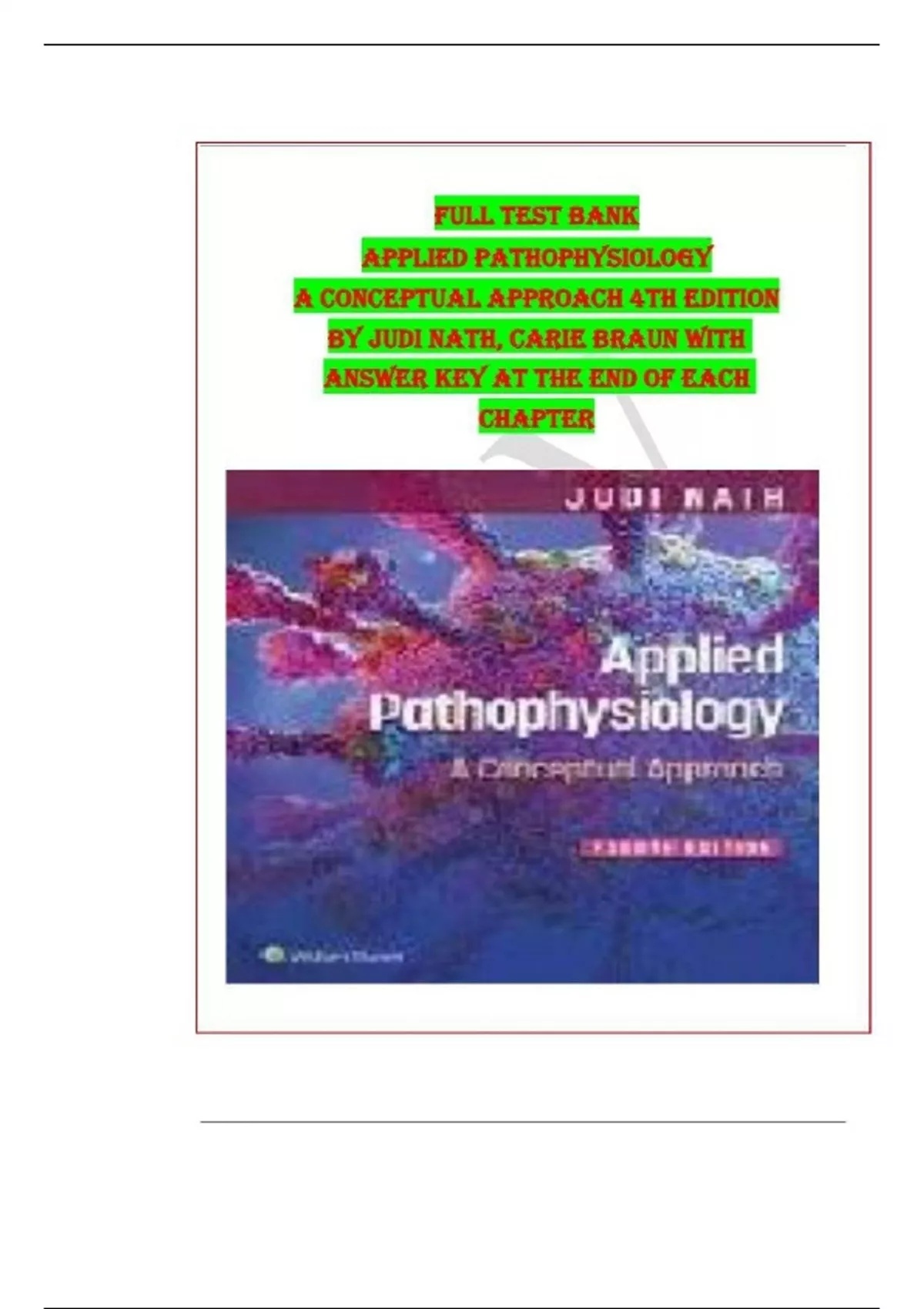 Test Bank for Applied Pathophysiology A Conceptual Approach 4th Edition ...