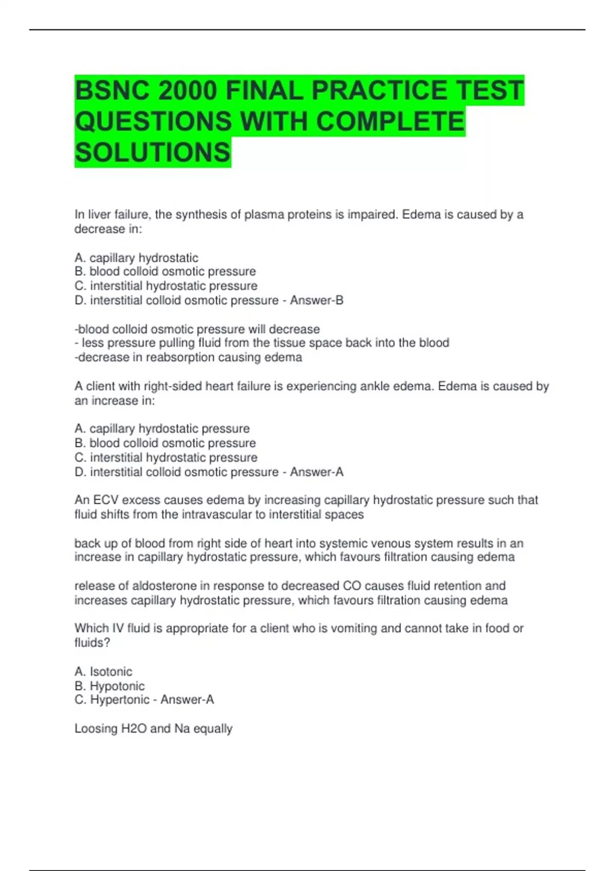 BSNC 2000 FINAL PRACTICE TEST QUESTIONS WITH COMPLETE SOLUTIONS - BSNC ...