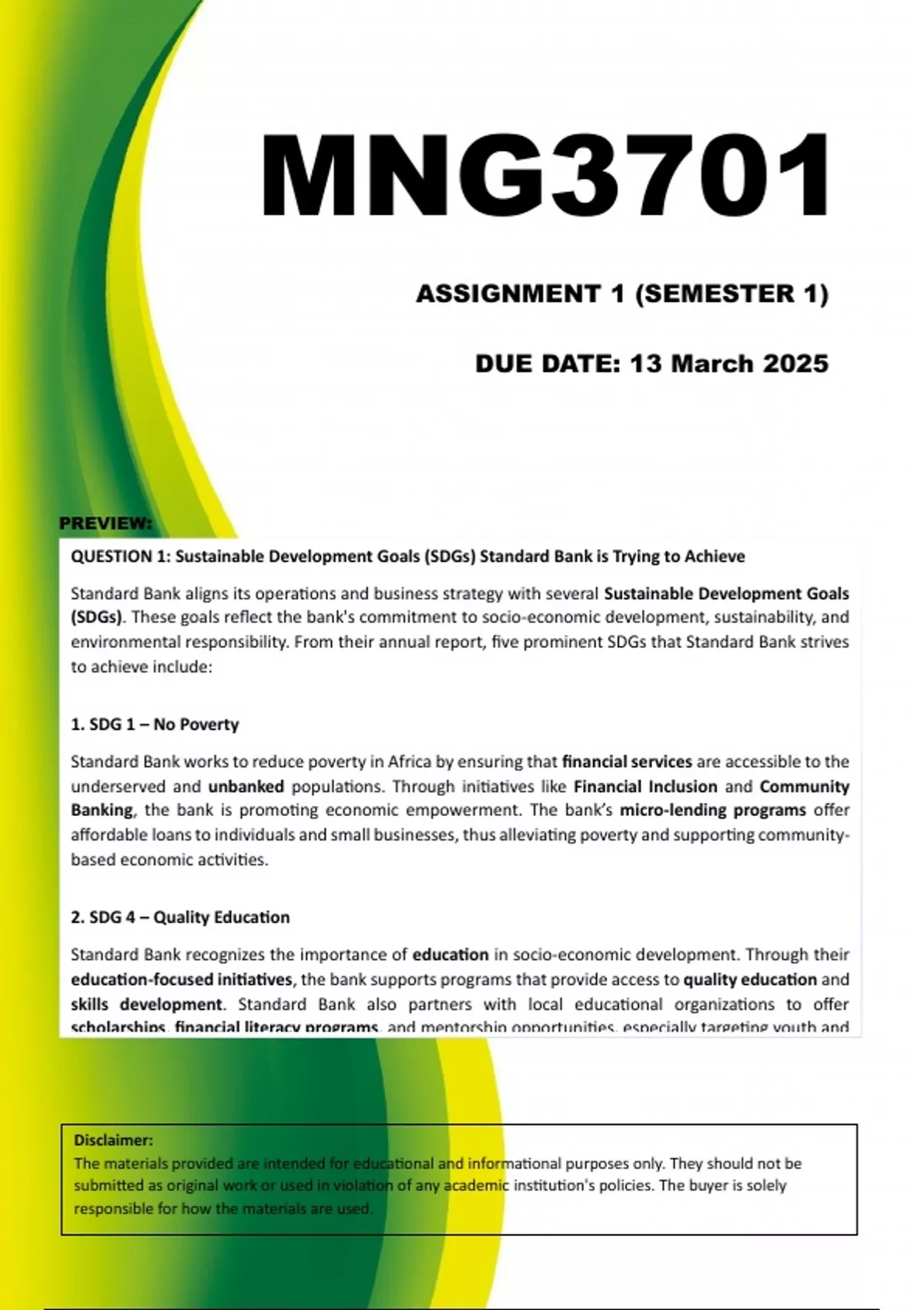 MNG3701 Assignment 1 (COMPLETE ANSWERS) Semester 1 2025 - DUE 13 March ...