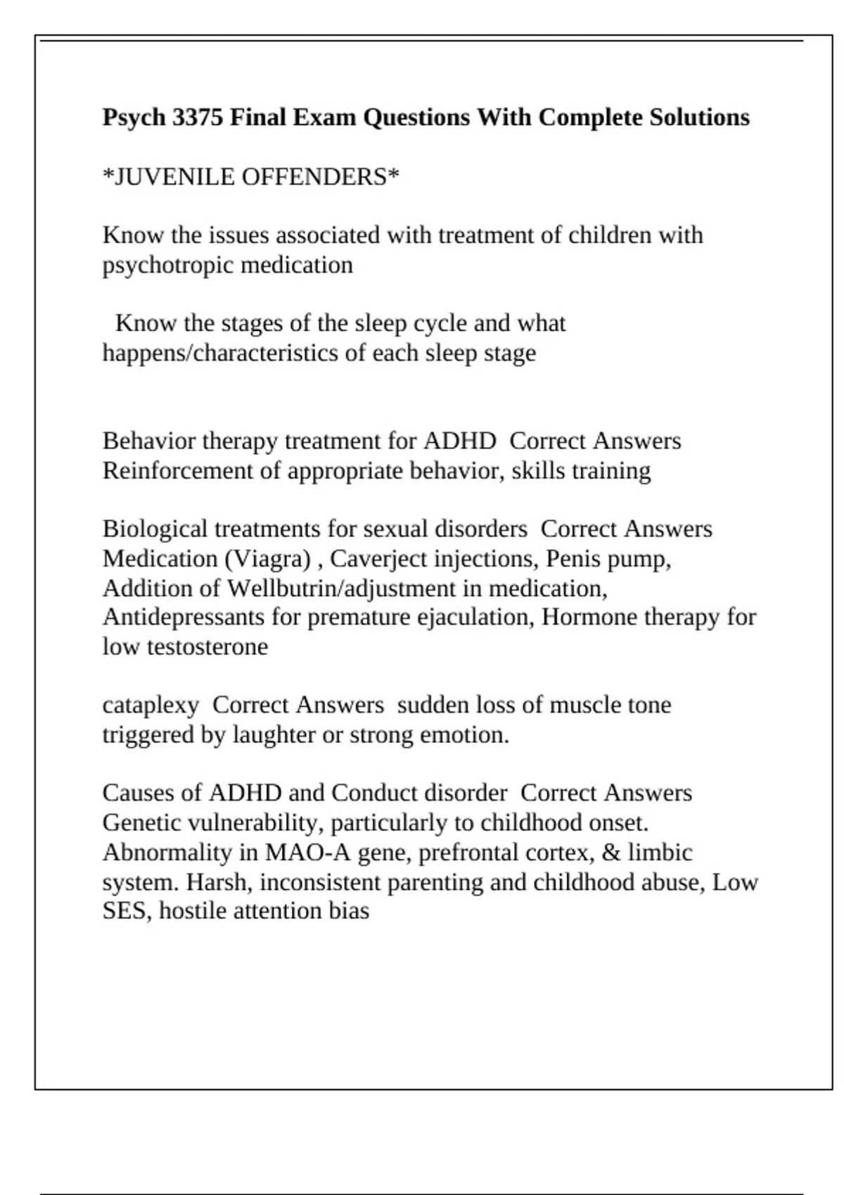 Psych 3375 Final Exam Questions With Complete Solutions - Psych 3375 ...