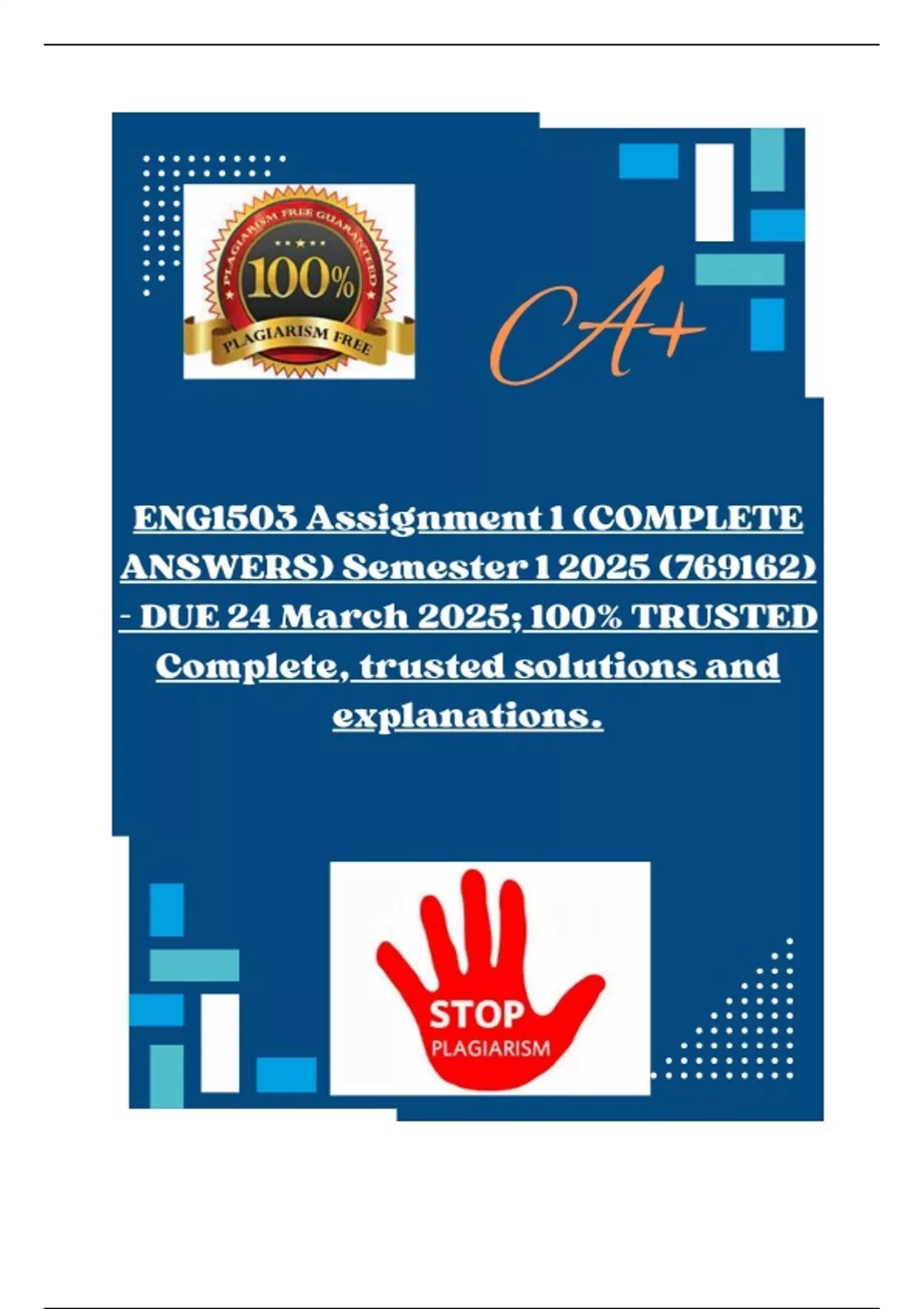 ENG1503 Assignment 1 (COMPLETE ANSWERS) Semester 1 2025 (769162) - DUE ...