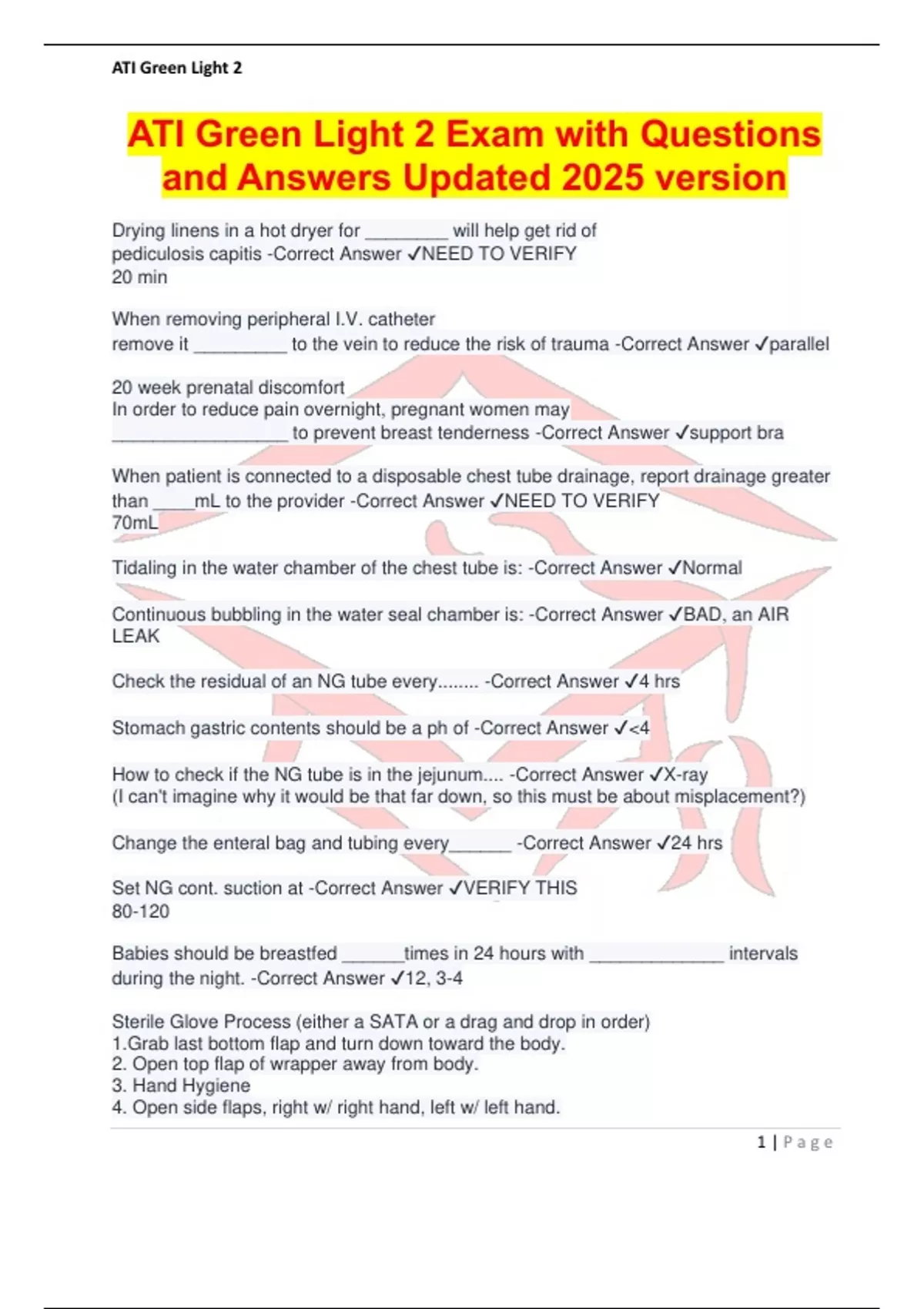 ATI Green Light 2 Exam with Questions and Answers Updated 2025 version ...