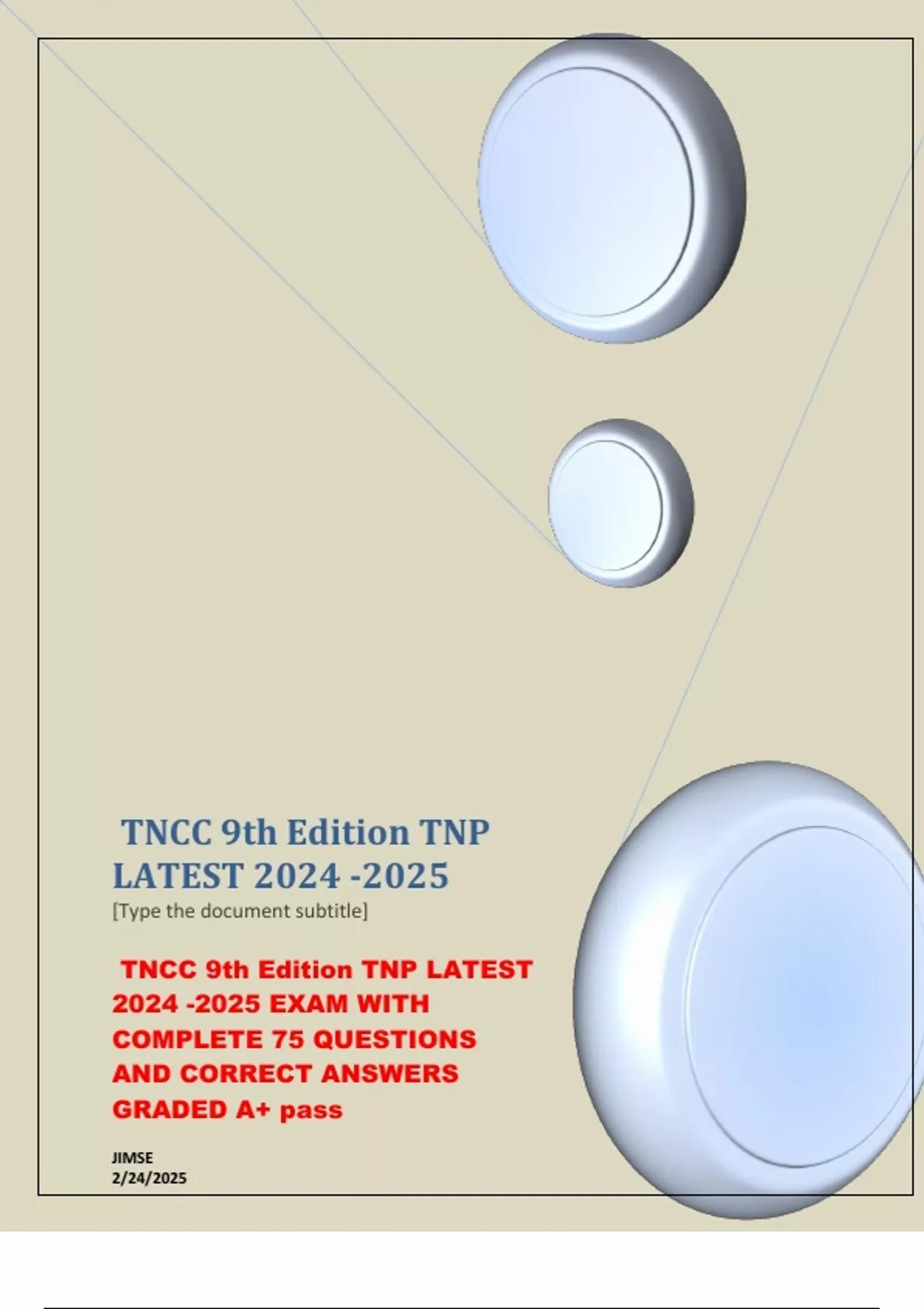 TNCC 9th Edition || TNP LATEST 2025 EXAM WITH COMPLETE 75 QUESTIONS AND ...