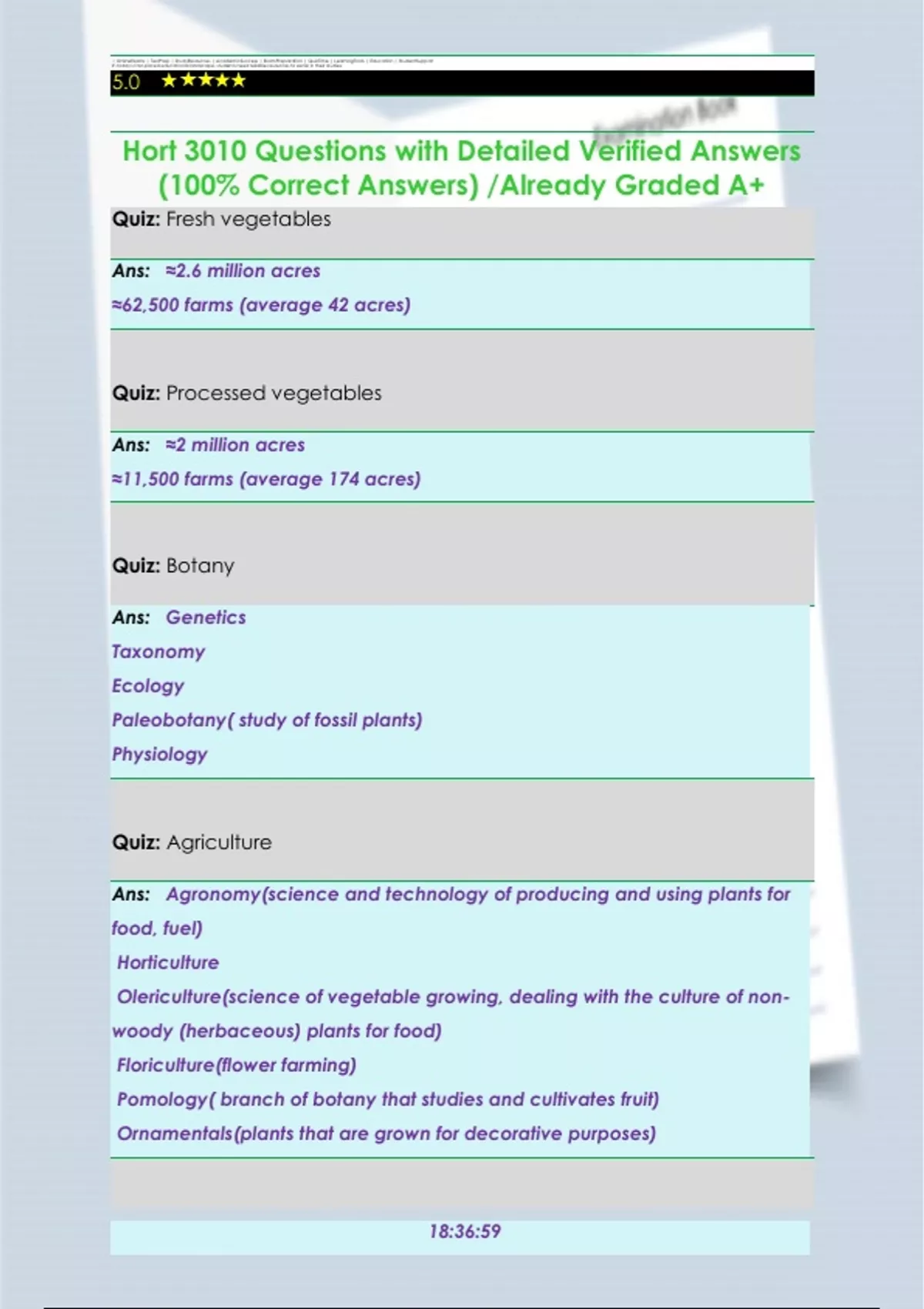 Hort 3010 Questions with Detailed Verified Answers (100% Correct ...
