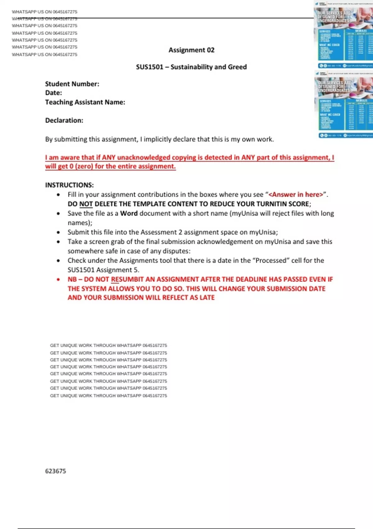 Sus1501 Assignment 2 Semester 1 2025 - Sustainability and Greed - Stuvia SA