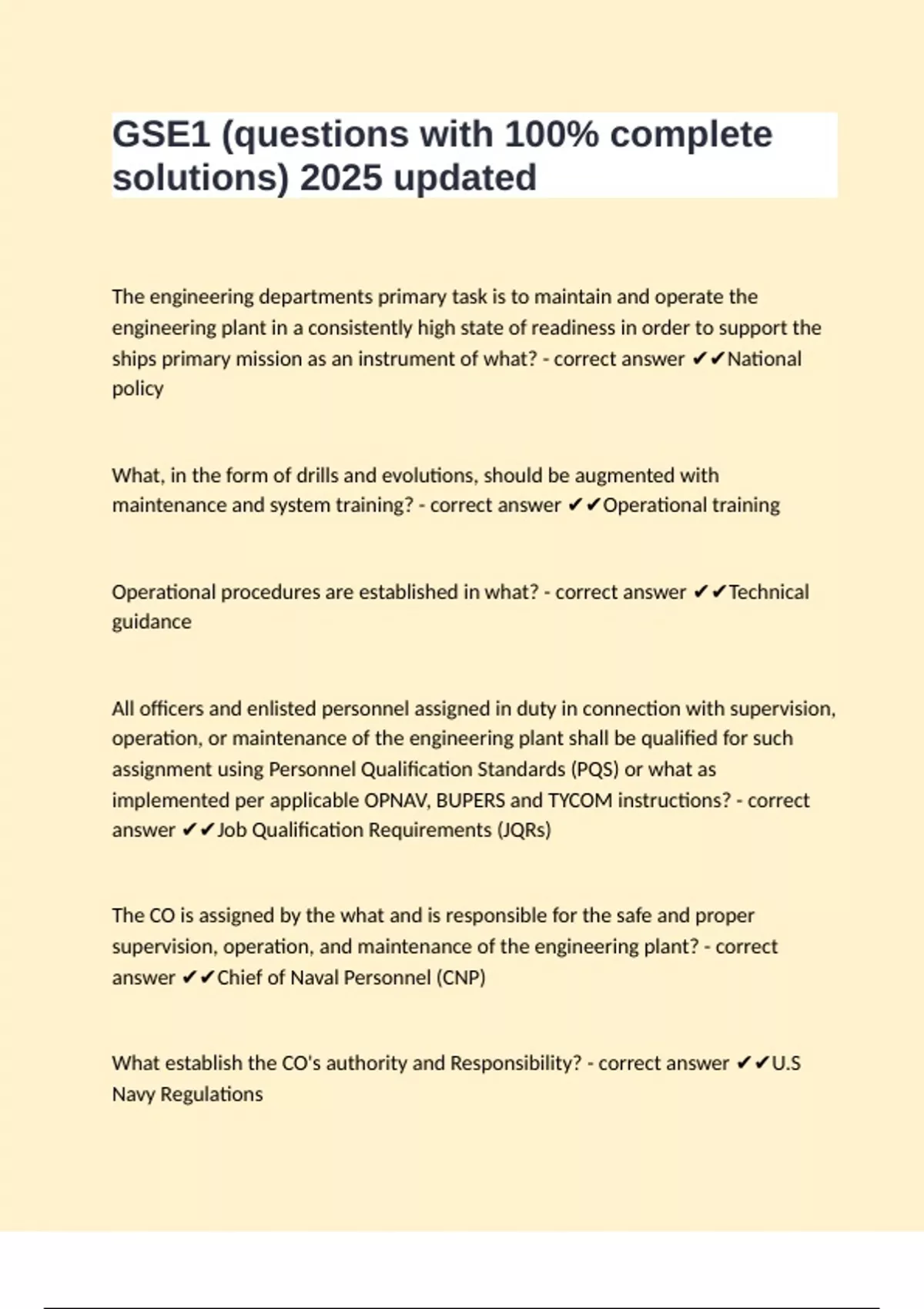 GSE1 (questions with 100% complete solutions) 2025 updated - GSE1 ...