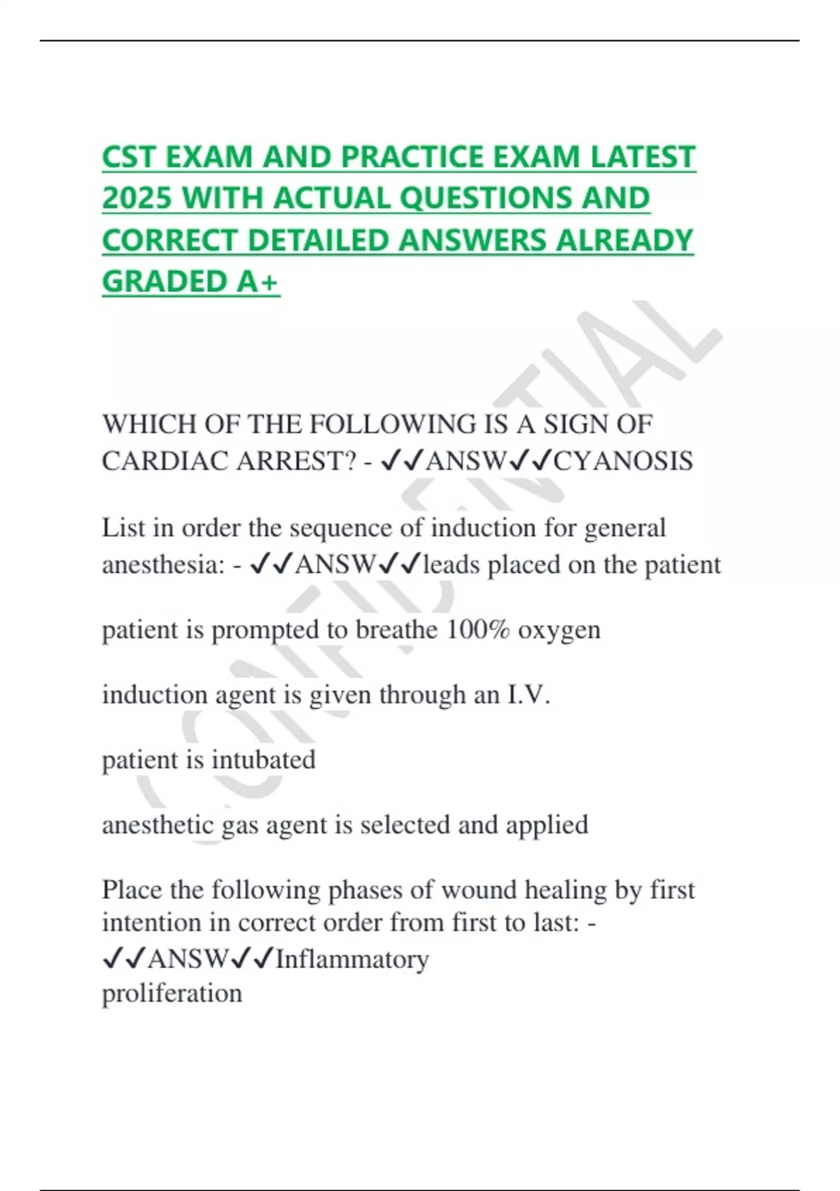 CST EXAM AND PRACTICE EXAM LATEST 2025 WITH ACTUAL QUESTIONS AND ...