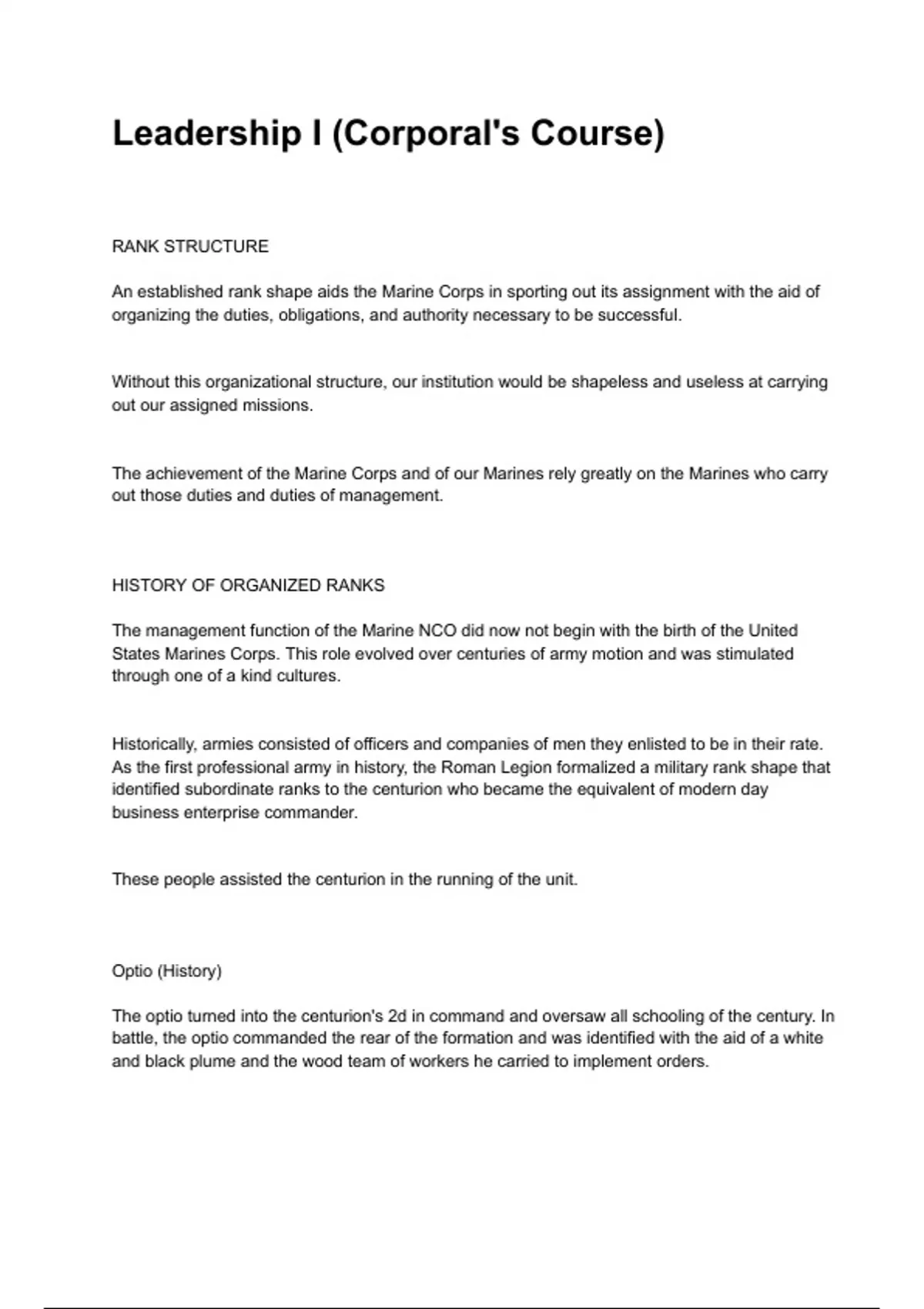 Leadership I (Corporal's Course) (2025/2026 Newest Update) COMPLETE ...