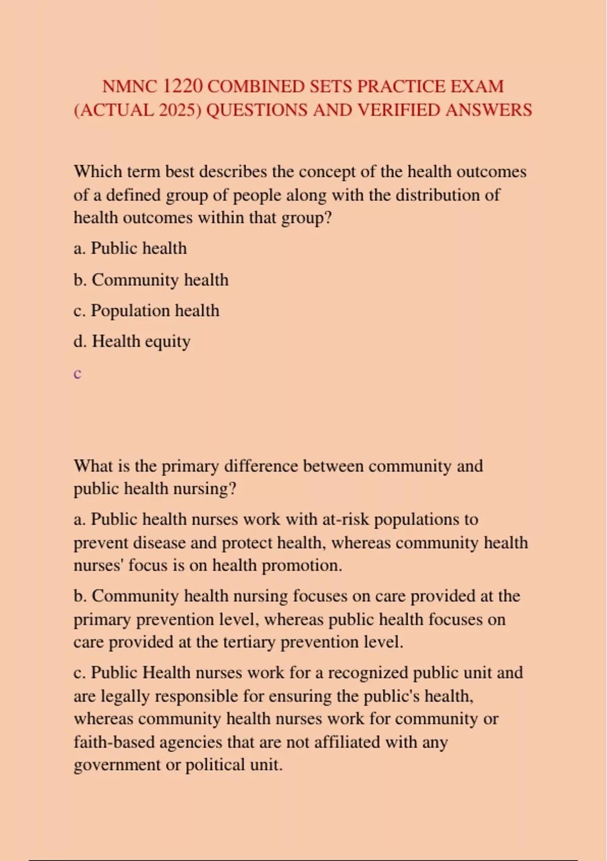 NMNC 1220 COMBINED SETS PRACTICE EXAM (ACTUAL 2025) QUESTIONS AND ...